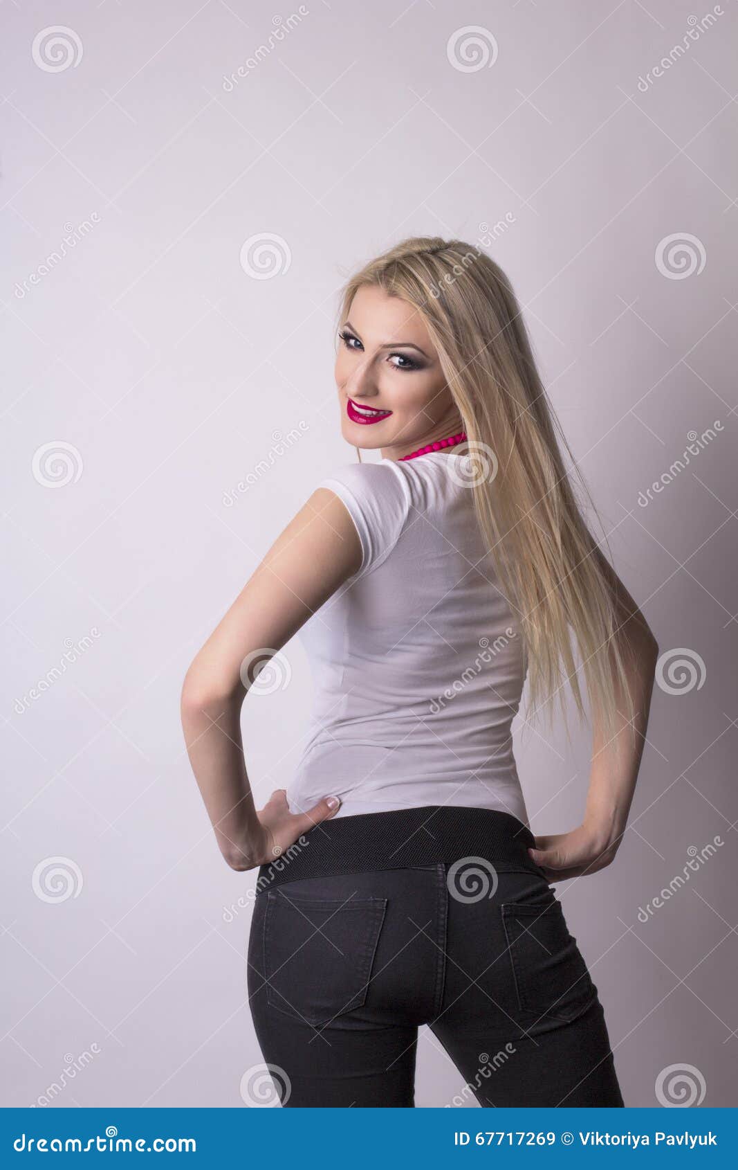 Happy Smiling Woman Turns Around Stock Image - Image of female, years ...