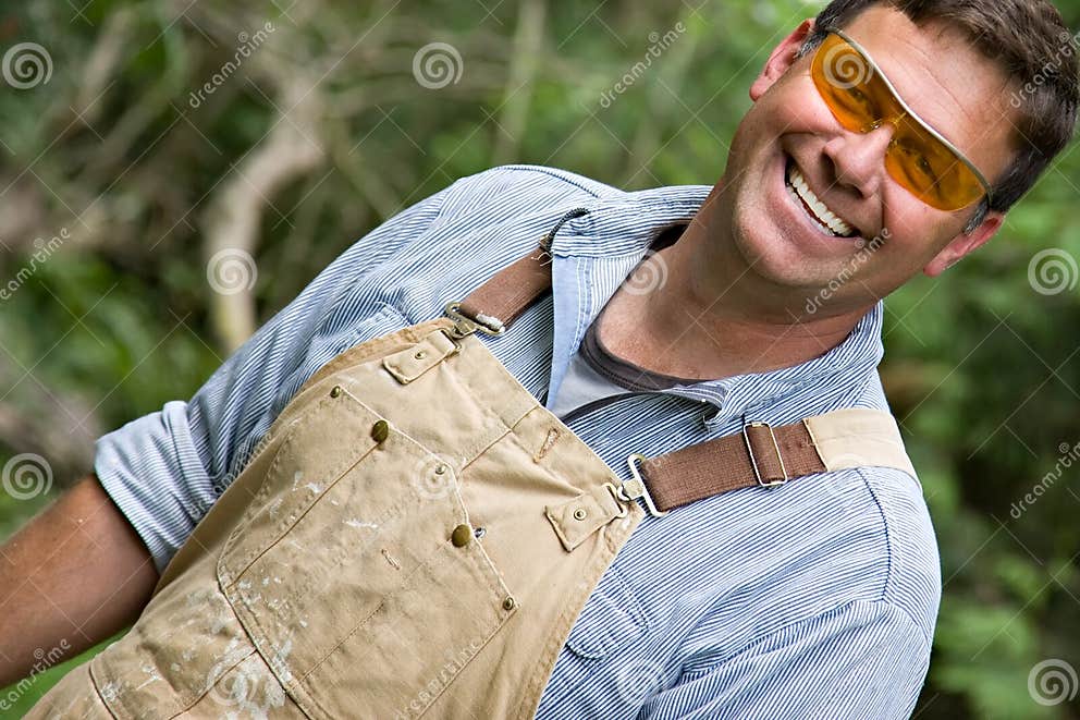 Happy smiling worker man stock image. Image of safety - 10181825