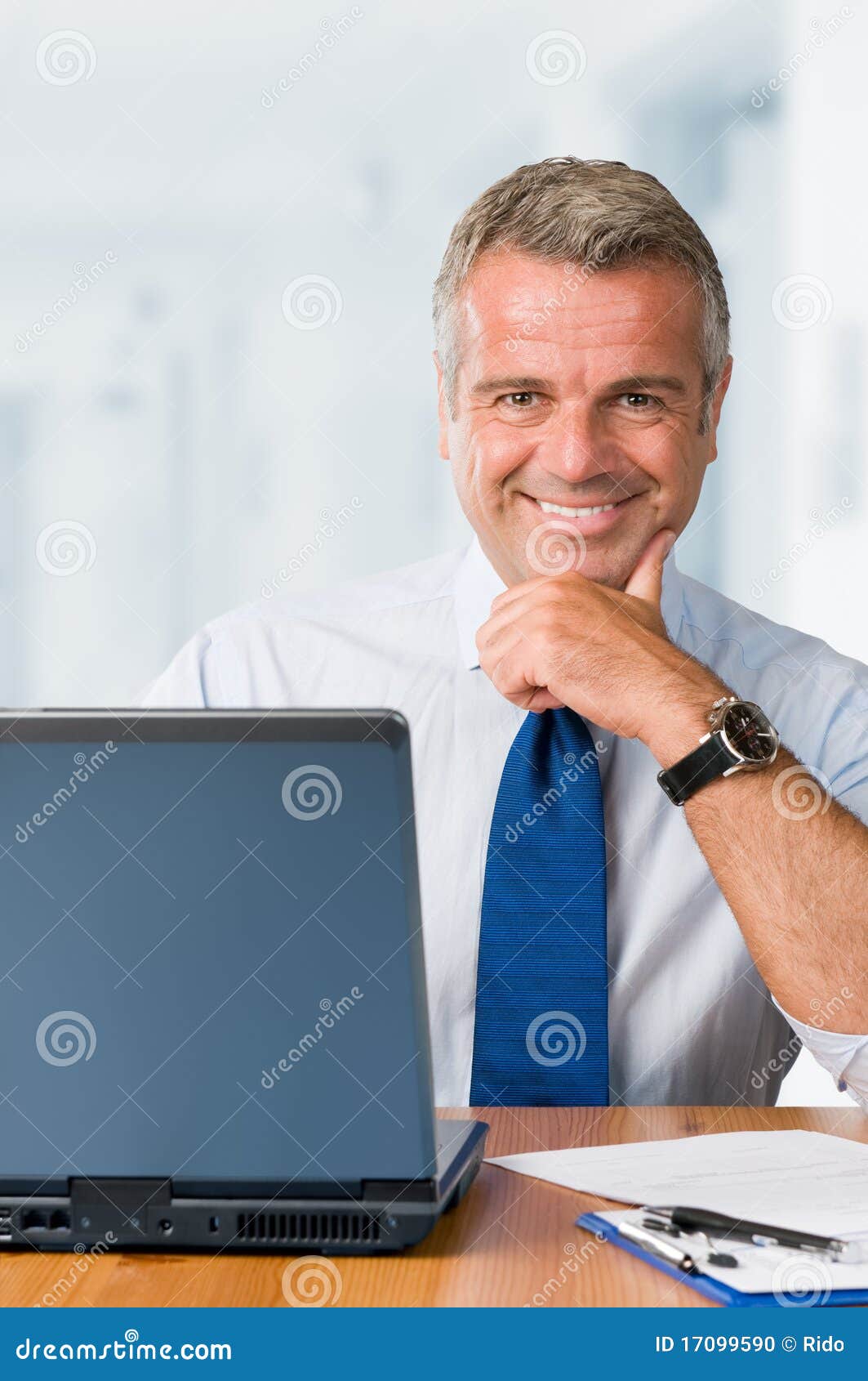 Happy Smiling Working Businessman Stock Photo - Image of mature ...