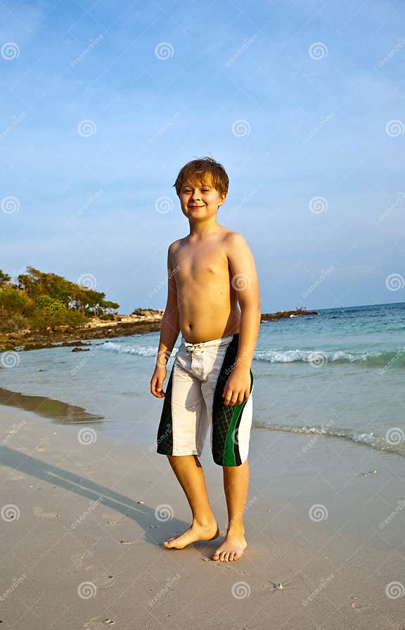 Happy Smiling Young Boy at the Beach Stock Image - Image of island ...