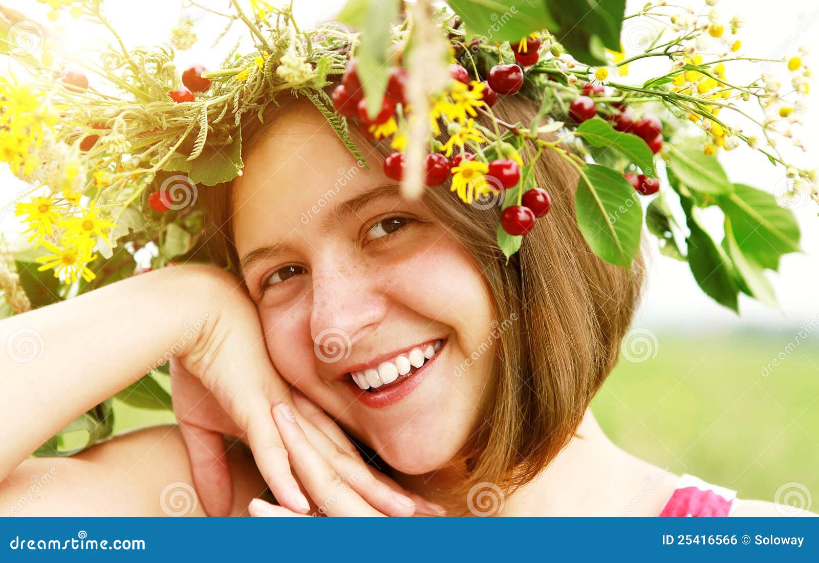 Happy Smiling Young Girl with Flower Crown Stock Photo - Image of happy ... Happy Smiling Young Girl with Flower Crown Stock Photo - Image of happy ...