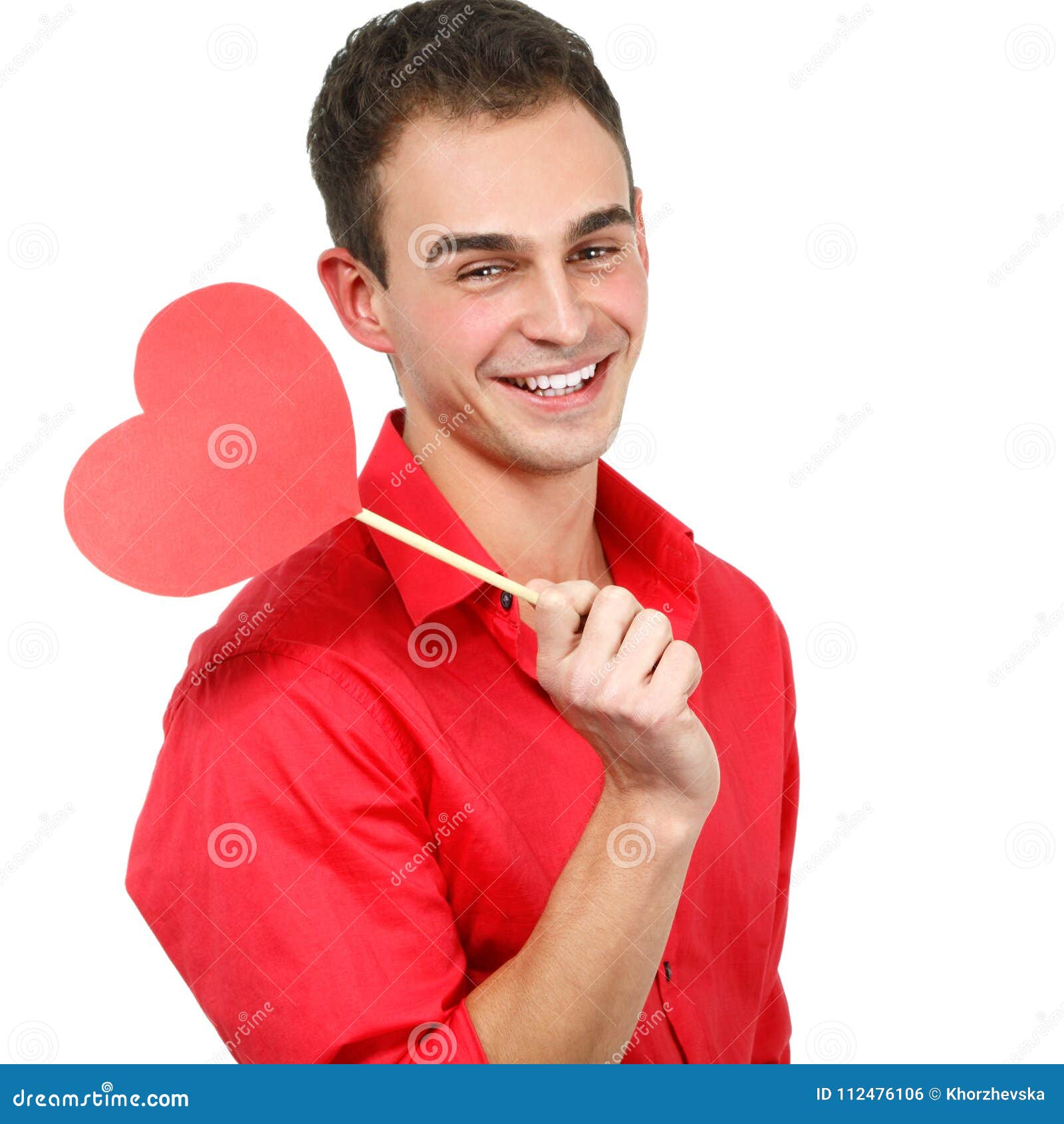 Happy Smiling Young Man With Red Love Hear Holiday Valentine Sym Stock ... Happy Smiling Young Man With Red Love Hear Holiday Valentine Sym Stock ...