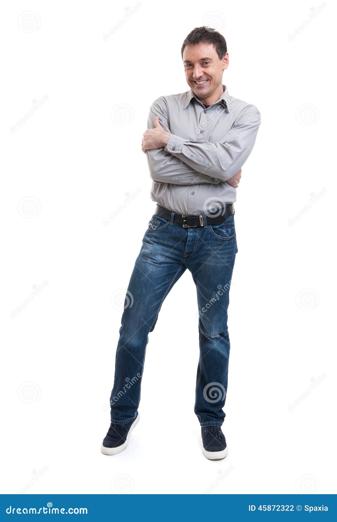 Happy Smiling Young Man Standing Full Length Stock Photo - Image of ...