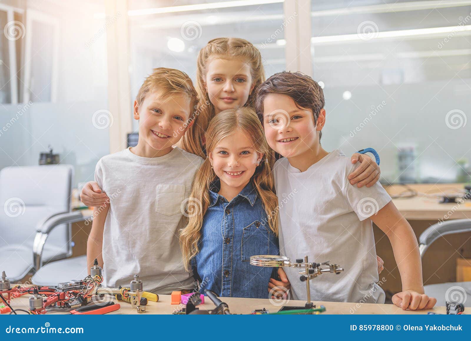 Happy Smiling Young People in Workshop Stock Photo - Image of hilarious ...