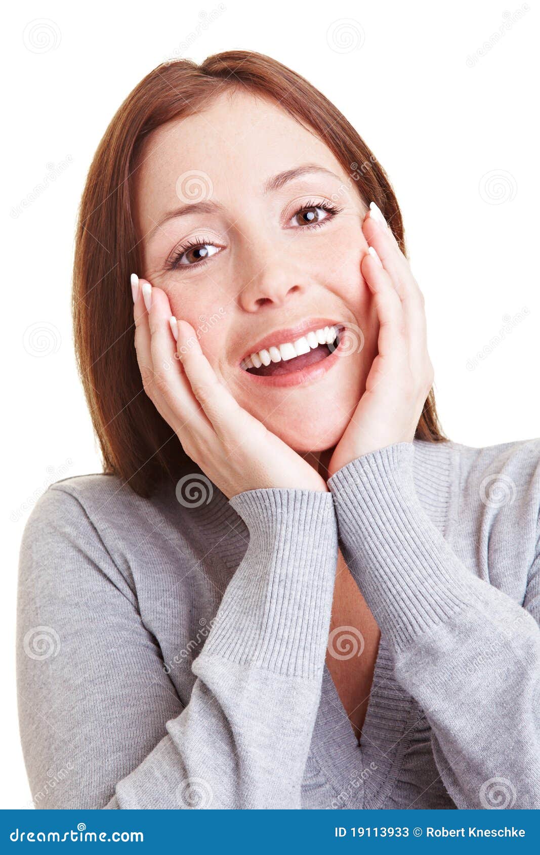 Happy smiling young woman stock image. Image of denture - 19113933