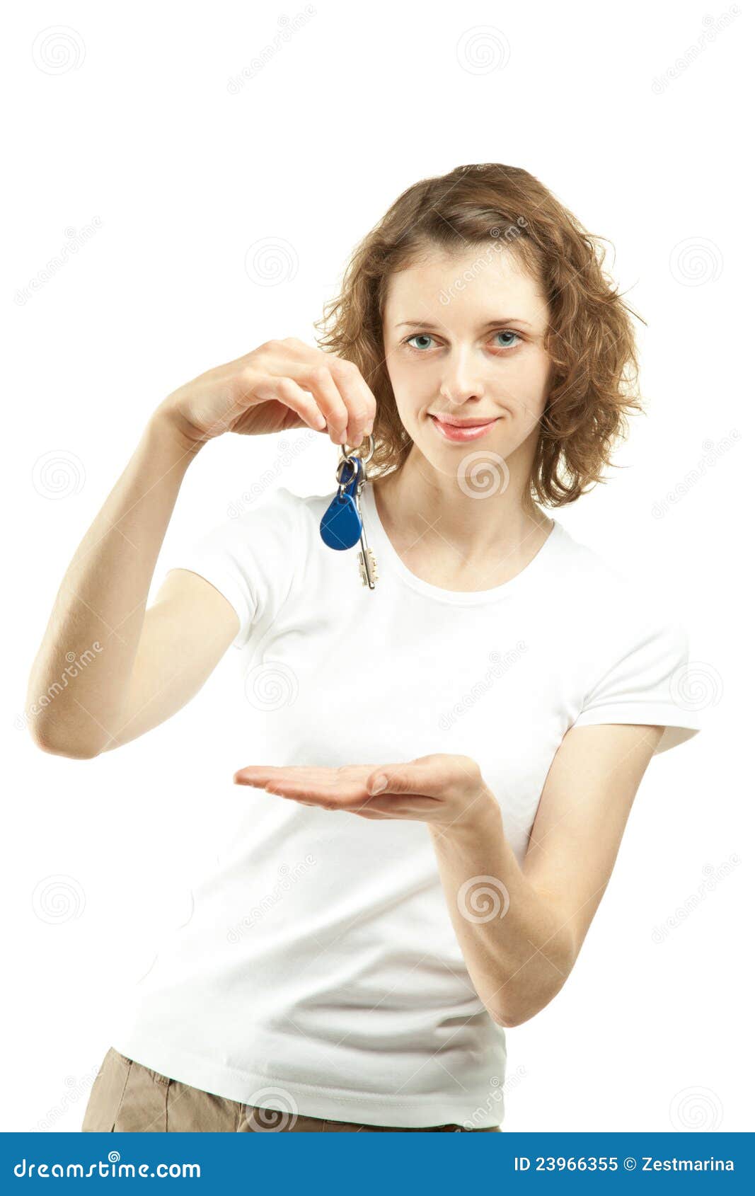 Happy Smiling Young Woman Holding Keys Stock Image - Image of girl ...