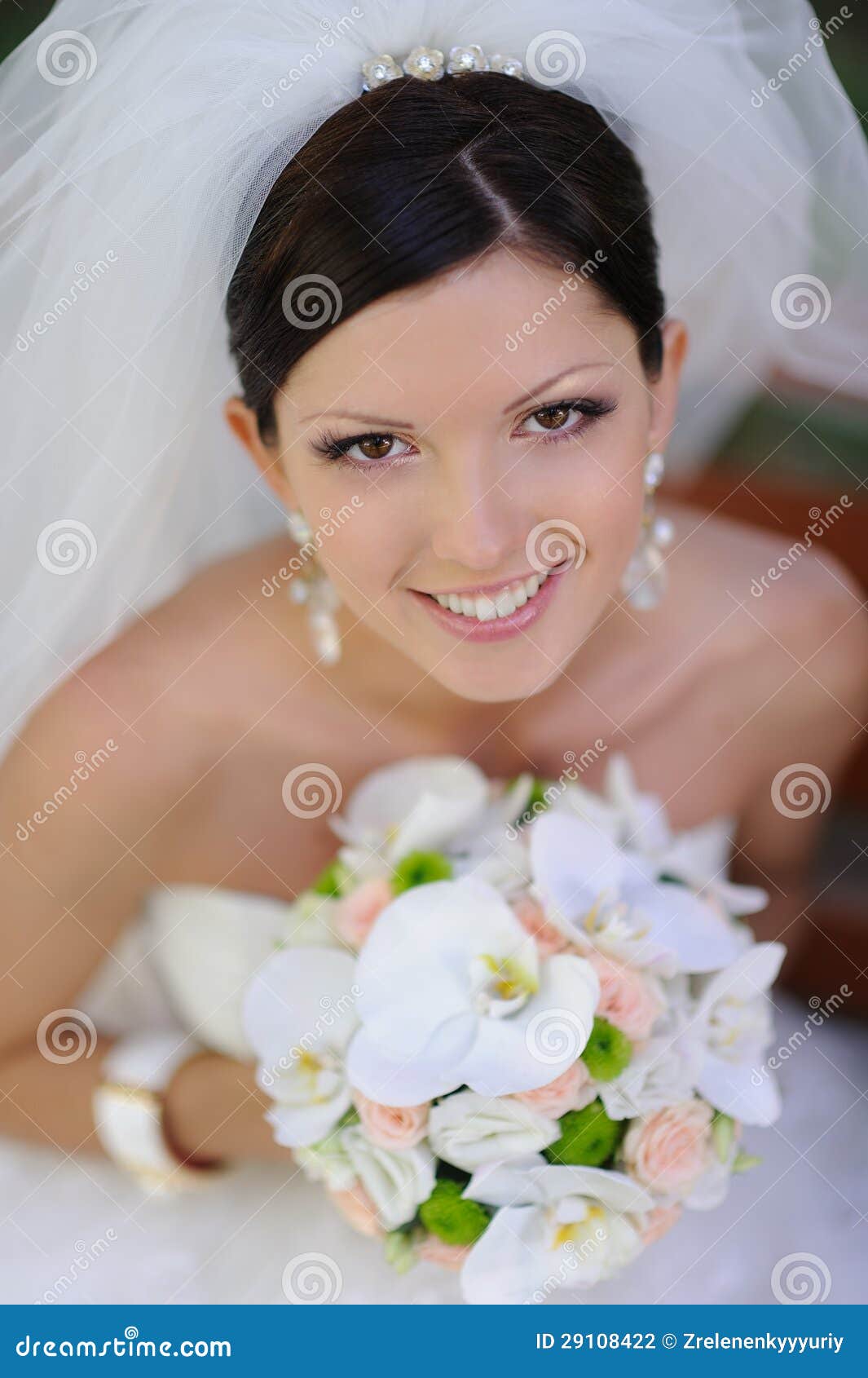 Happy smiling bride stock photo. Image of love, hair - 29108422