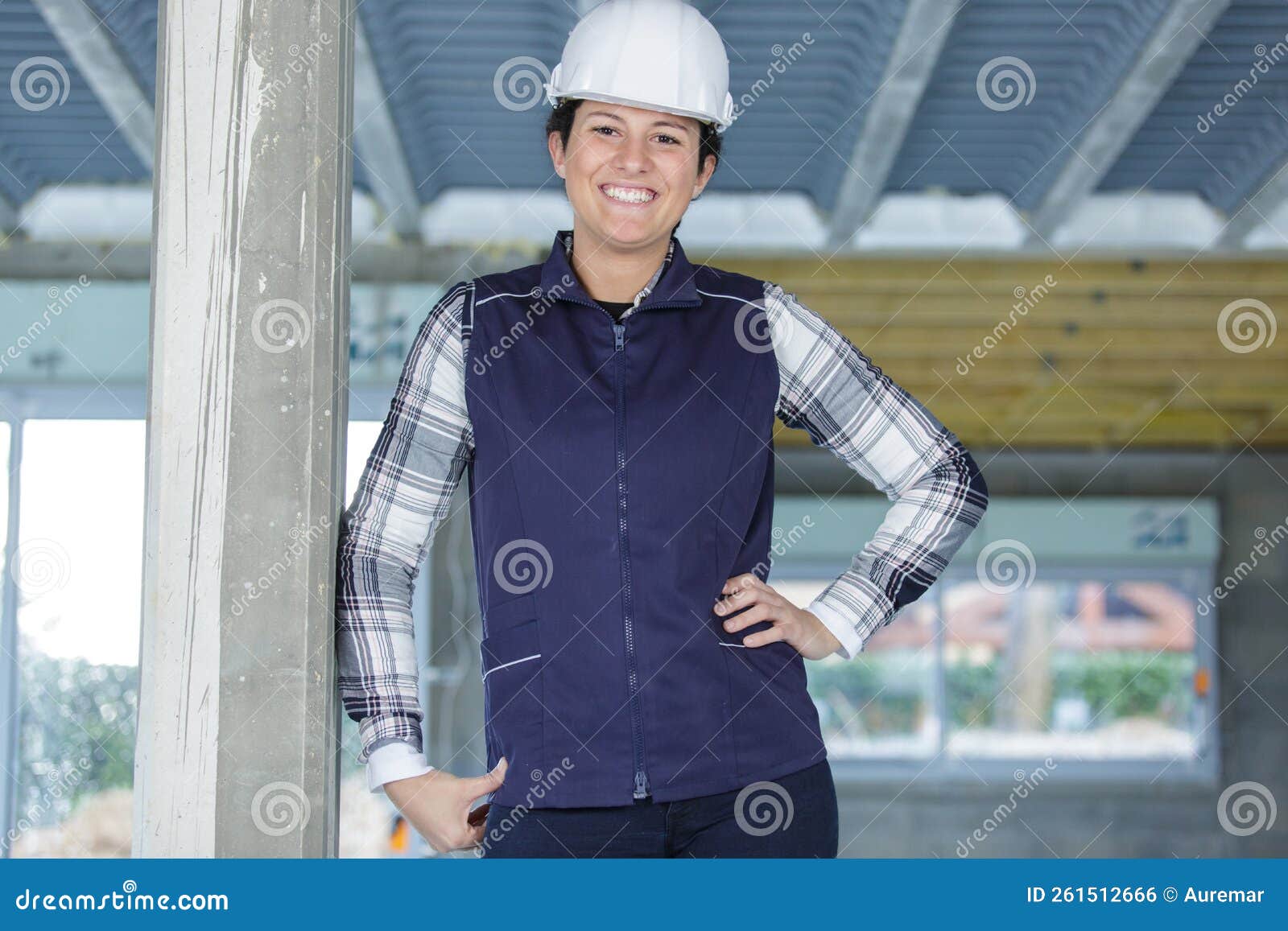 Smily Woman Builder Looking At Camera Stock Photography | CartoonDealer ...