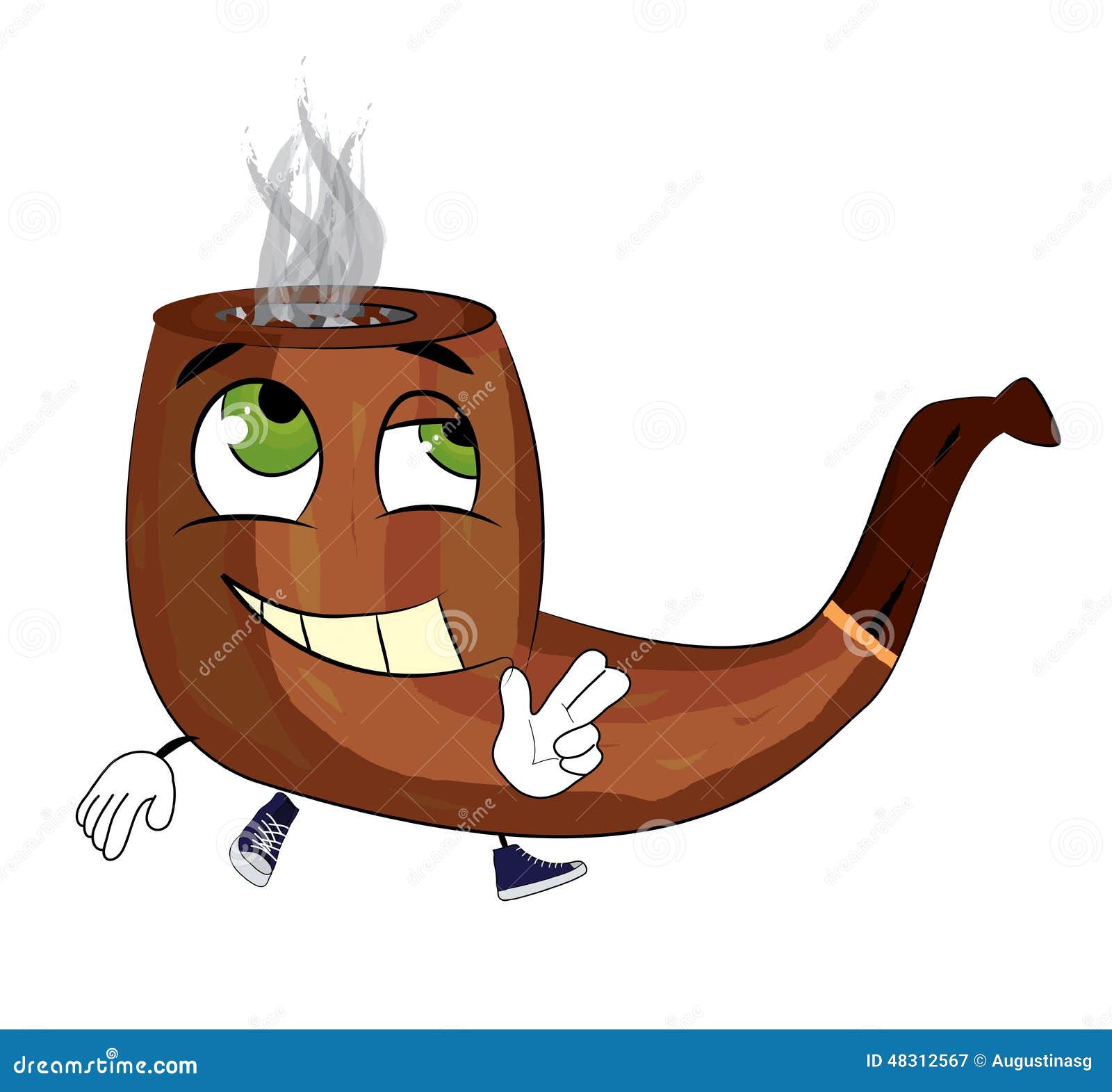 Happy smoking pipe cartoon stock illustration. Illustration of smiling ...