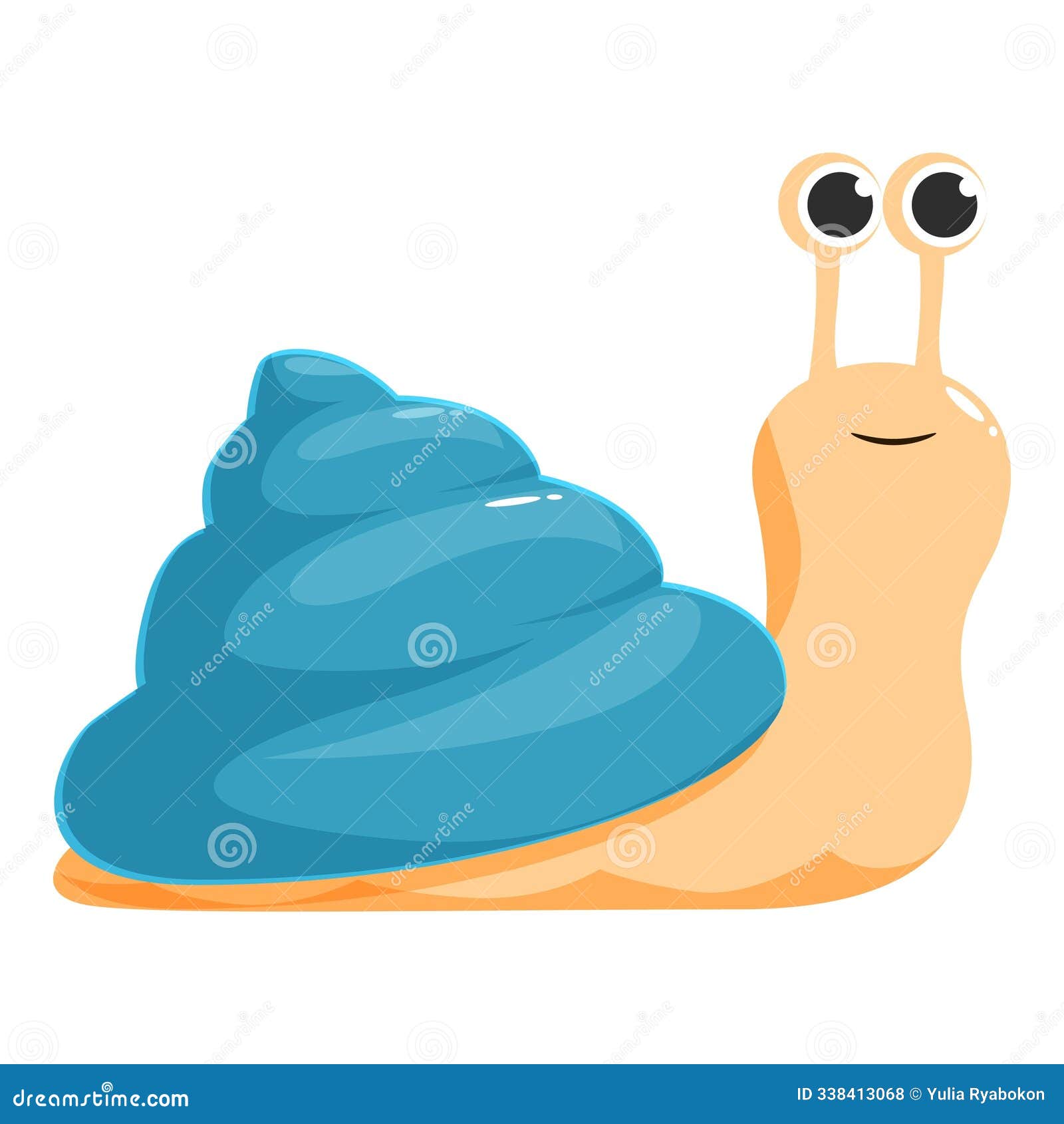 Happy Snail with Blue Shell Crawling Cartoon Illustration Stock ...
