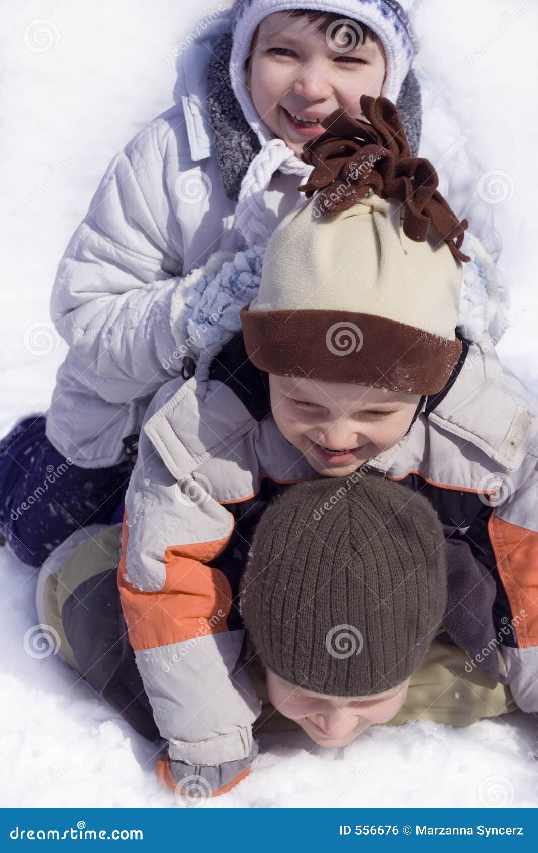 Happy on snow stock photo. Image of snow, winter, laugh - 556676