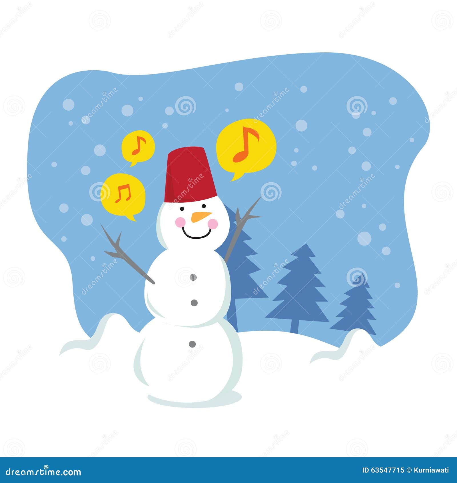 Happy snowball singing stock vector. Illustration of music - 63547715