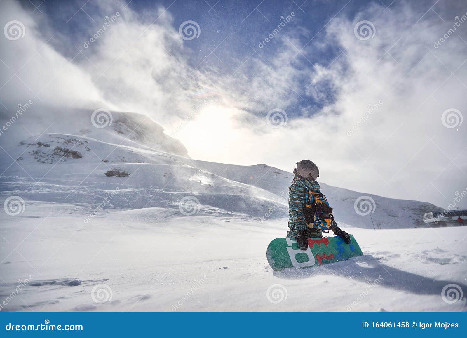 Happy Snowboarder with Snowboard at the Mountain Stock Photo - Image of ...