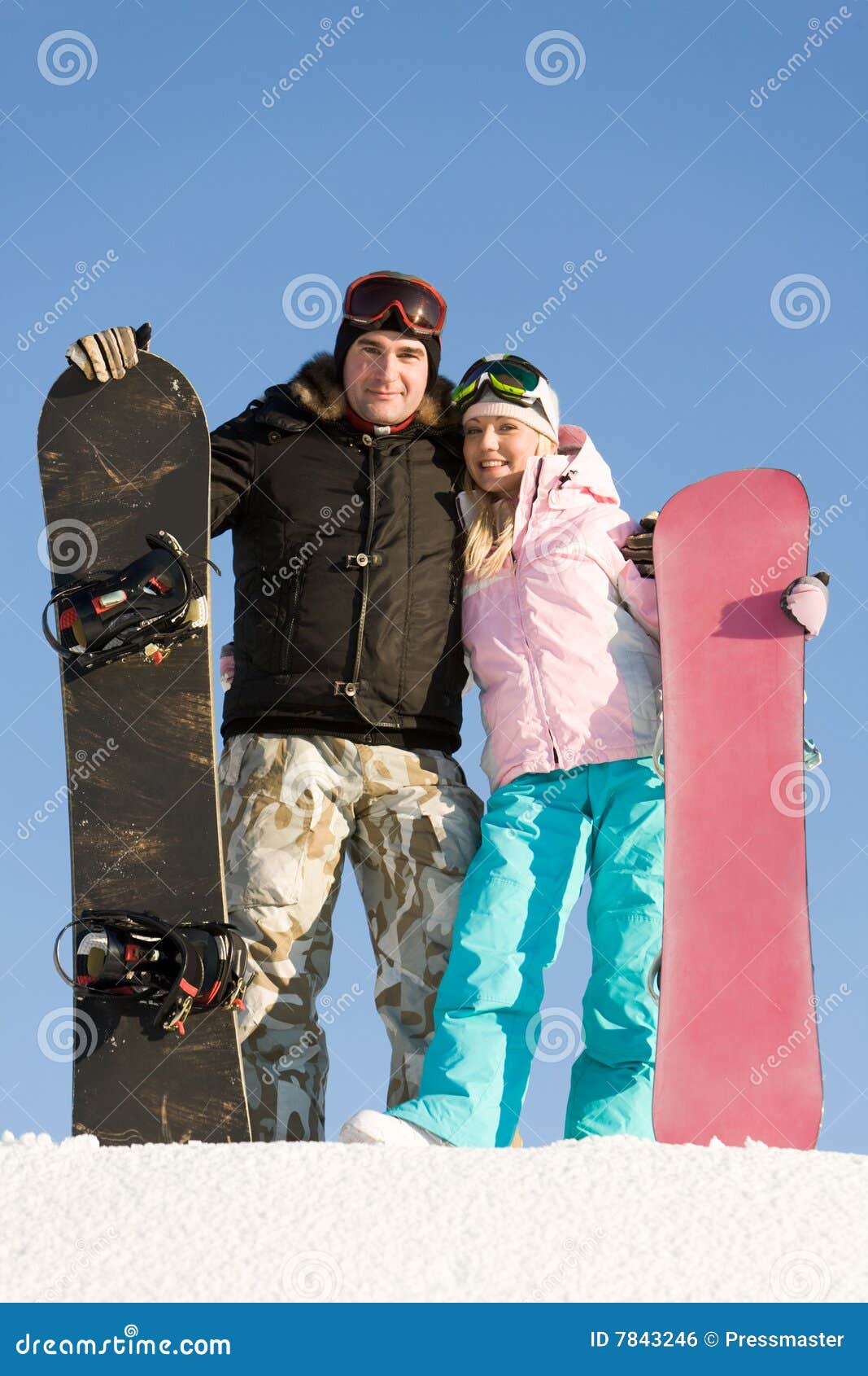 Happy snowboarders stock photo. Image of expression, active - 7843246