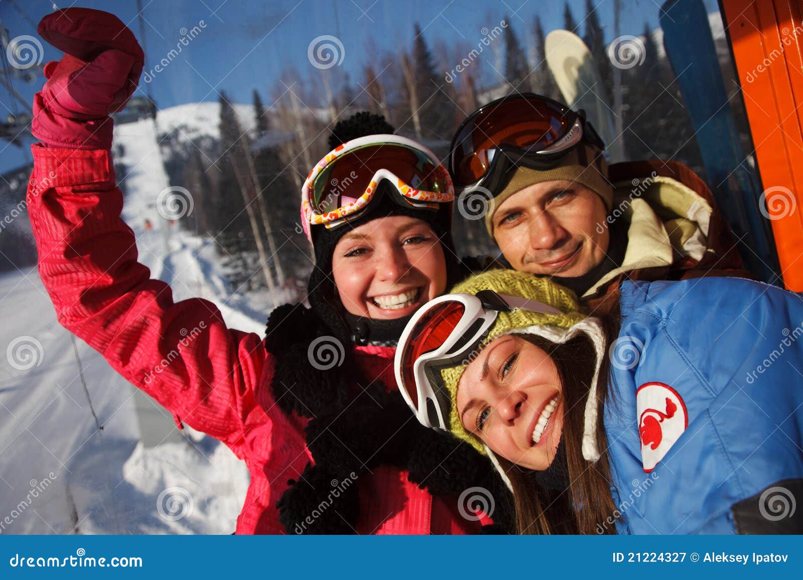 Happy snowboarding team stock image. Image of healthy - 21224327