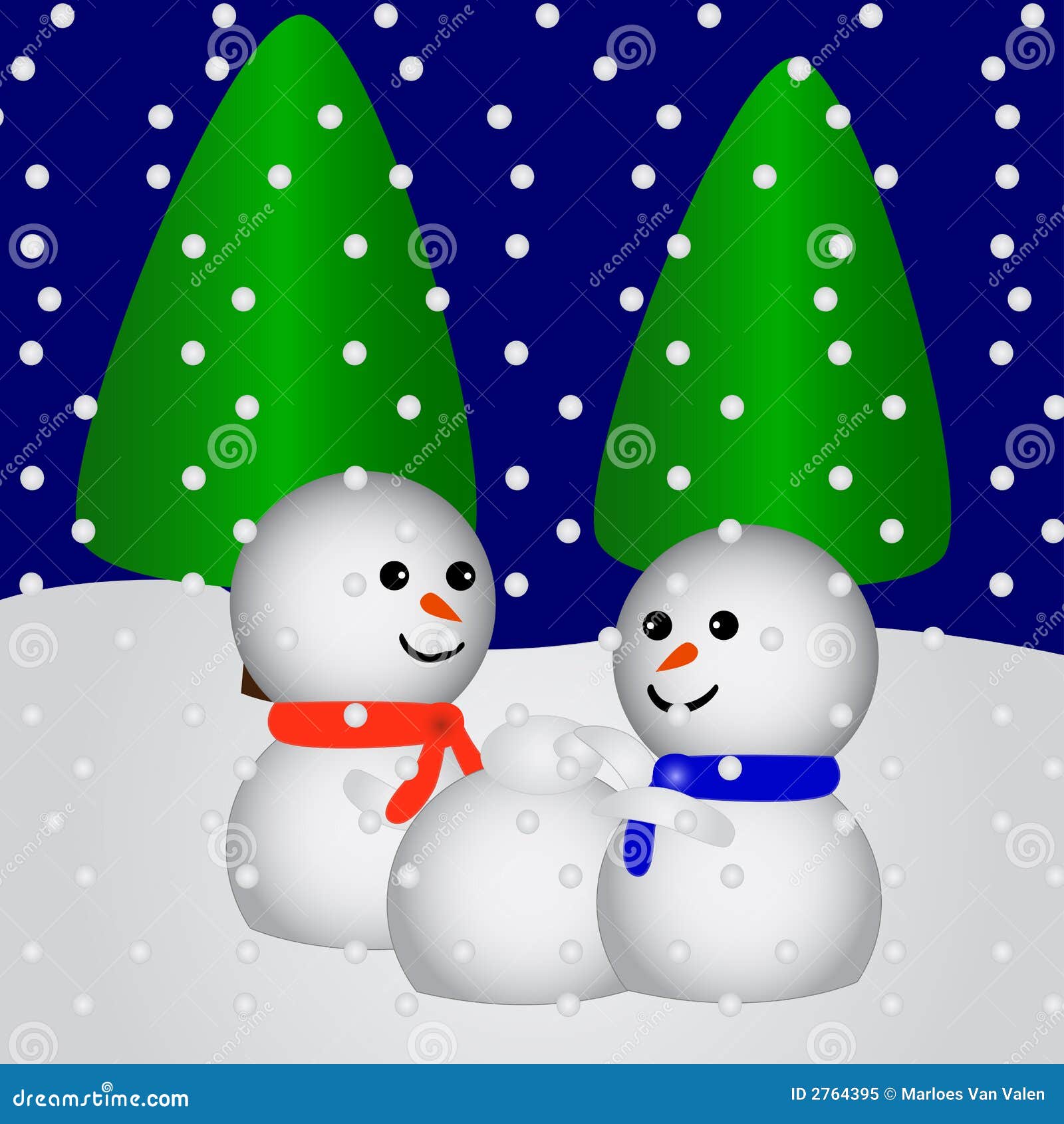 Happy Snowfriends Making A New Picture. Image: 2764395