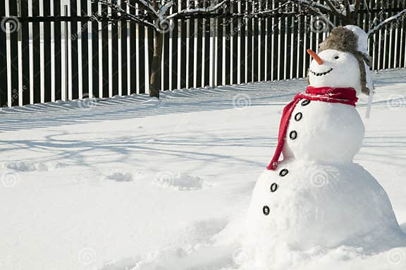 Happy snowman stock photo. Image of landscape, copyspace - 16666724