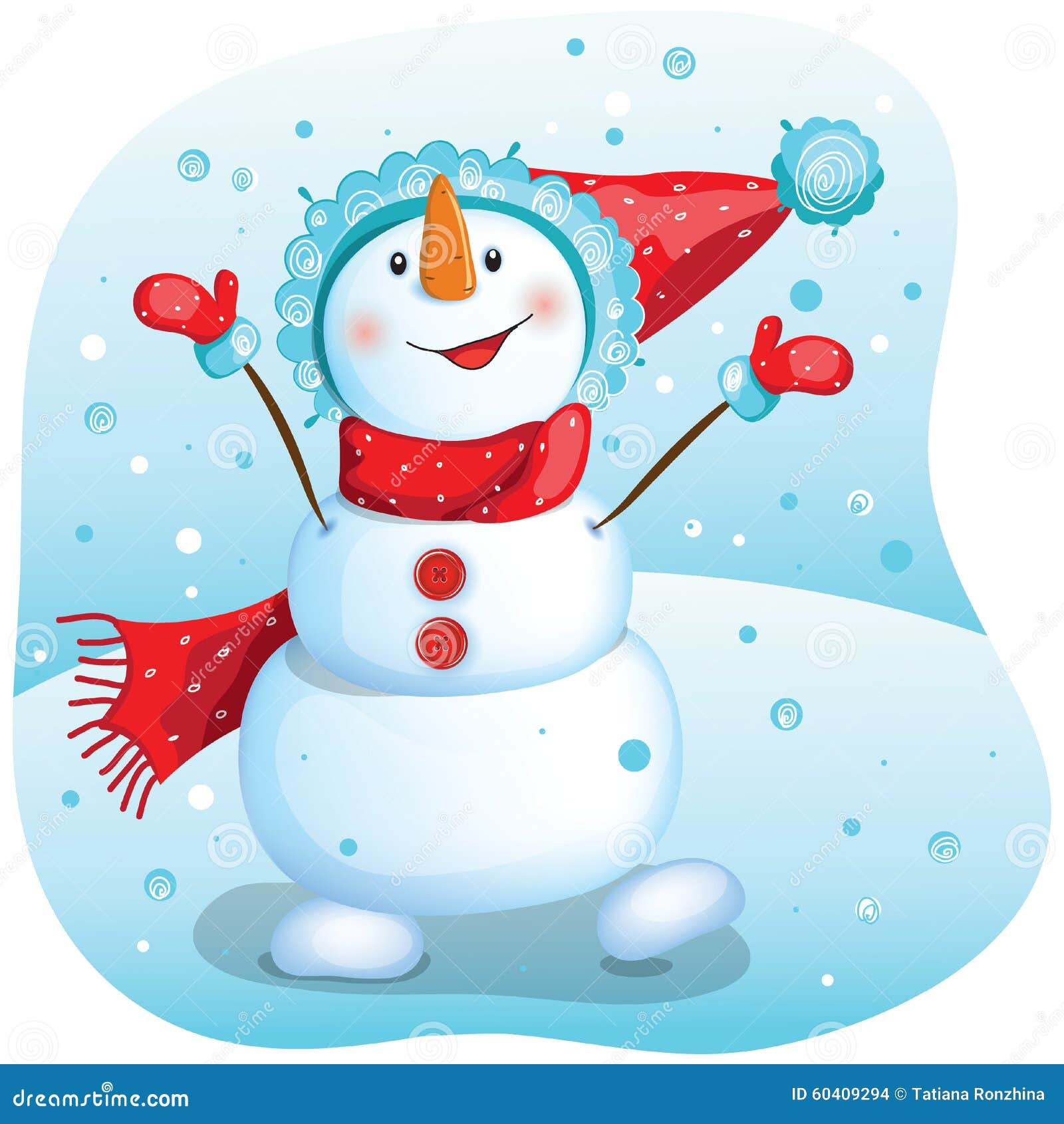 Happy Snowman. Christmas Illustration Stock Vector - Illustration of ...