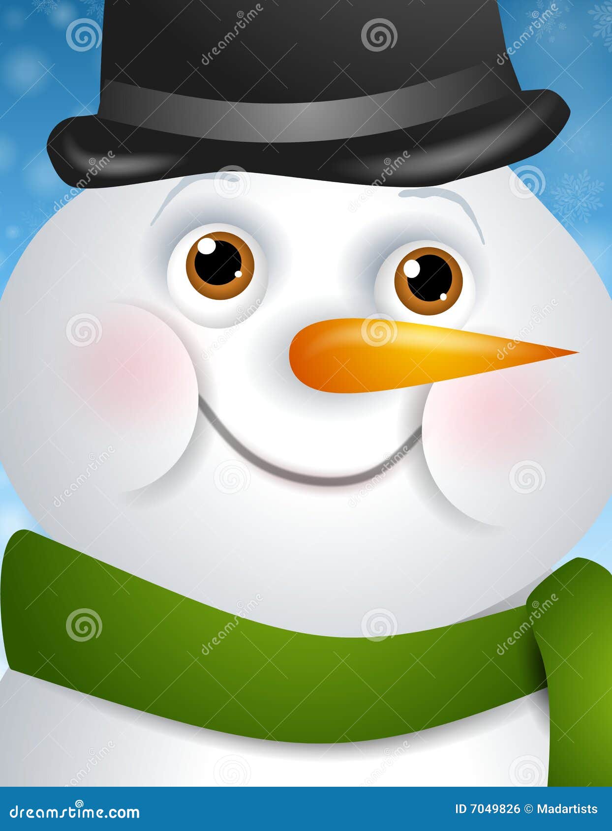 Happy Snowman Face stock illustration. Illustration of cartoons - 7049826