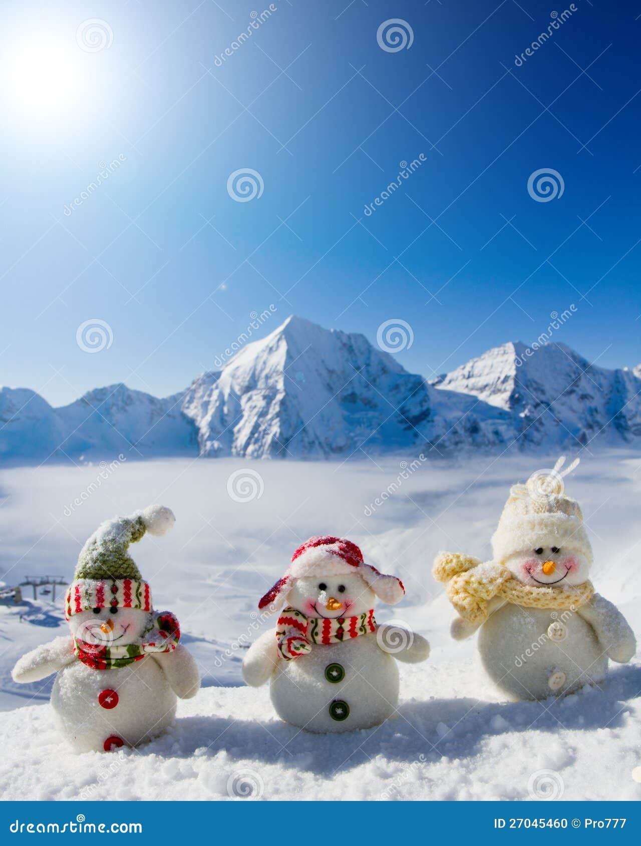 Happy snowman friends stock photo. Image of together - 27045460