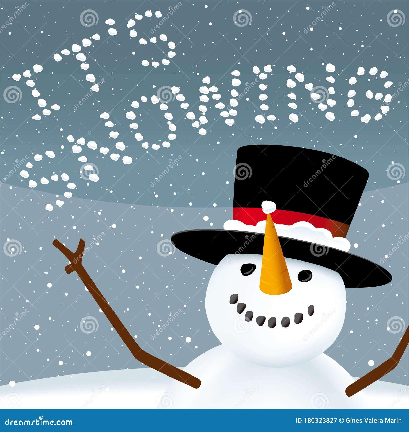 Happy Snowman because Its Snowing, with Snowball Text. Stock Vector ...