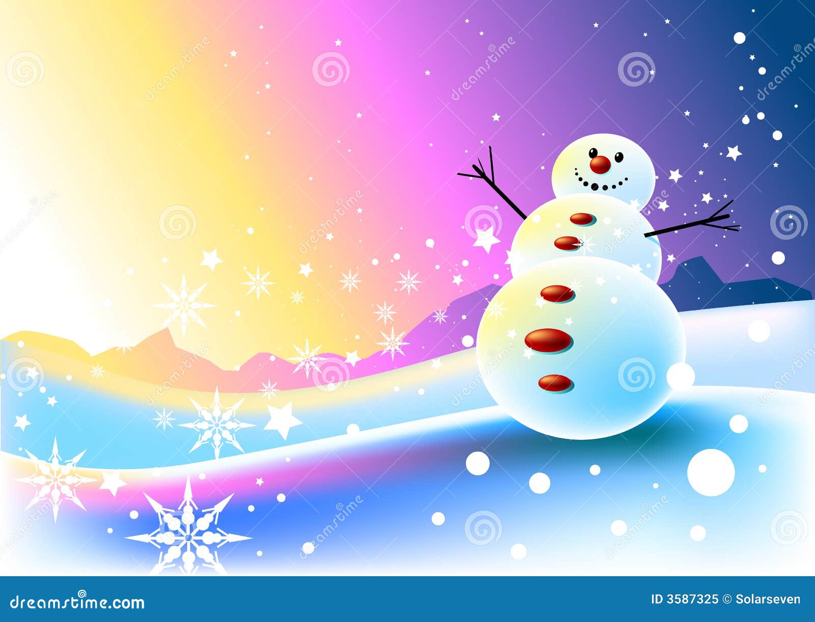 Happy Snowman Scene stock vector. Illustration of vector - 3587325