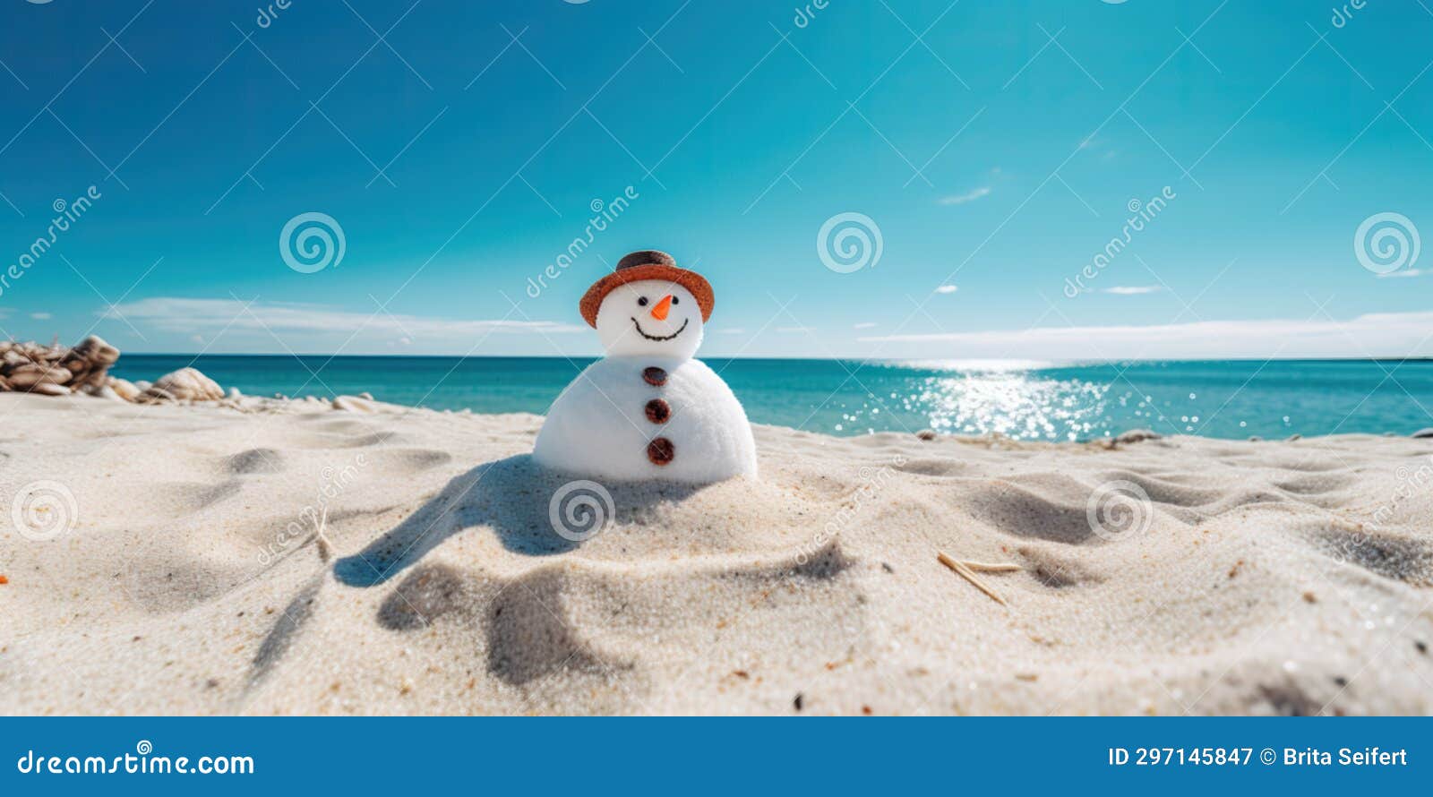 Happy Snowman Sunbathing at the Sand Beach Stock Illustration ...