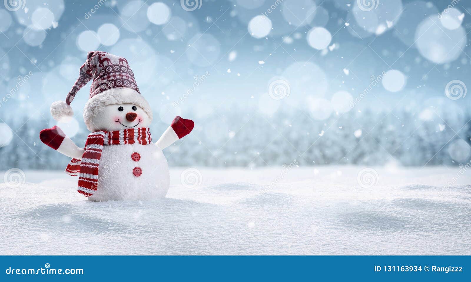 Winter Scene With Snowman