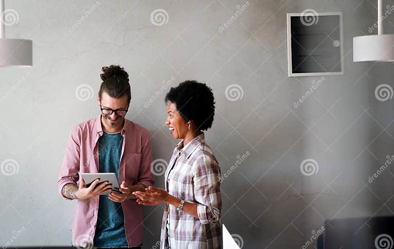 Happy Software Developers Working on Meeting, Programming Advanced Code Artificial Intelligence ...