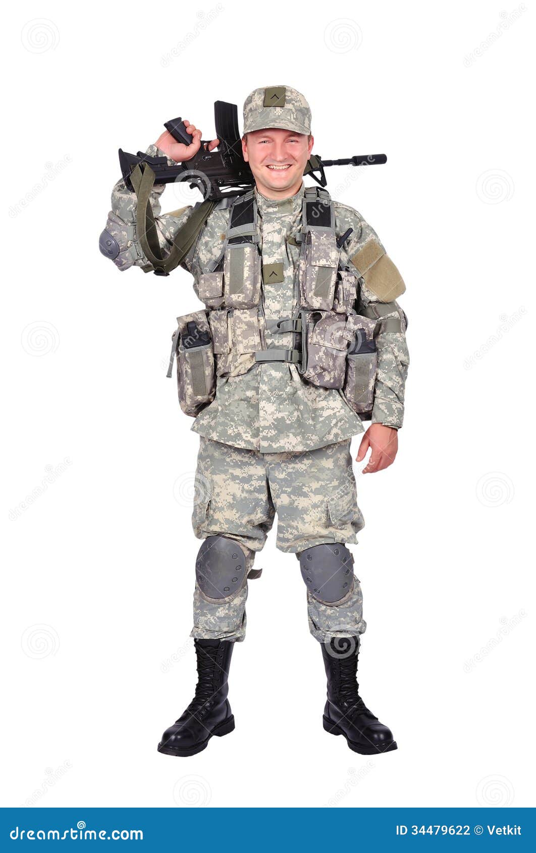 Happy soldier stock photo. Image of armed, camouflage - 34479622