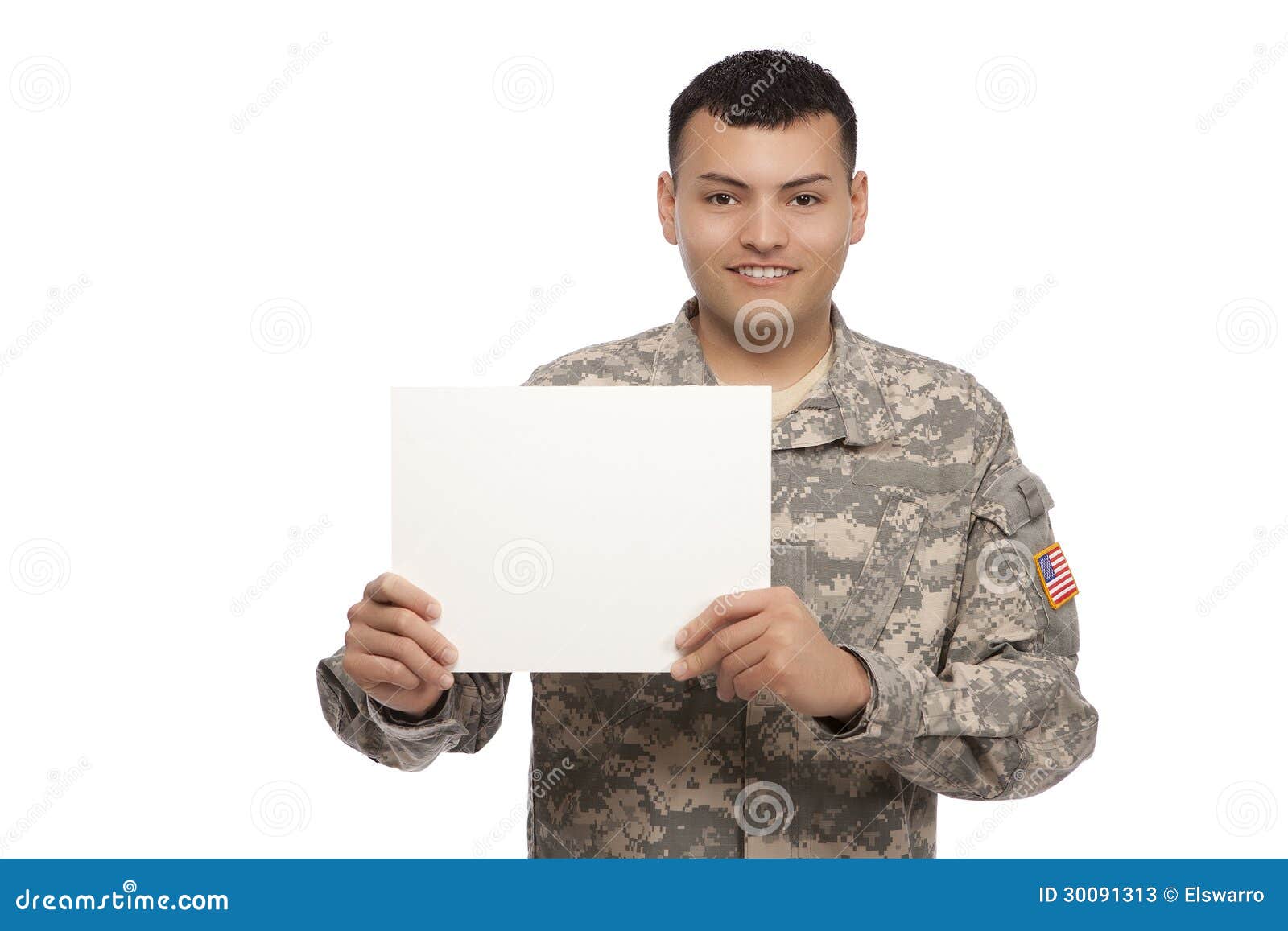 Smiling Soldier with Blank Sign Stock Image - Image of information ...