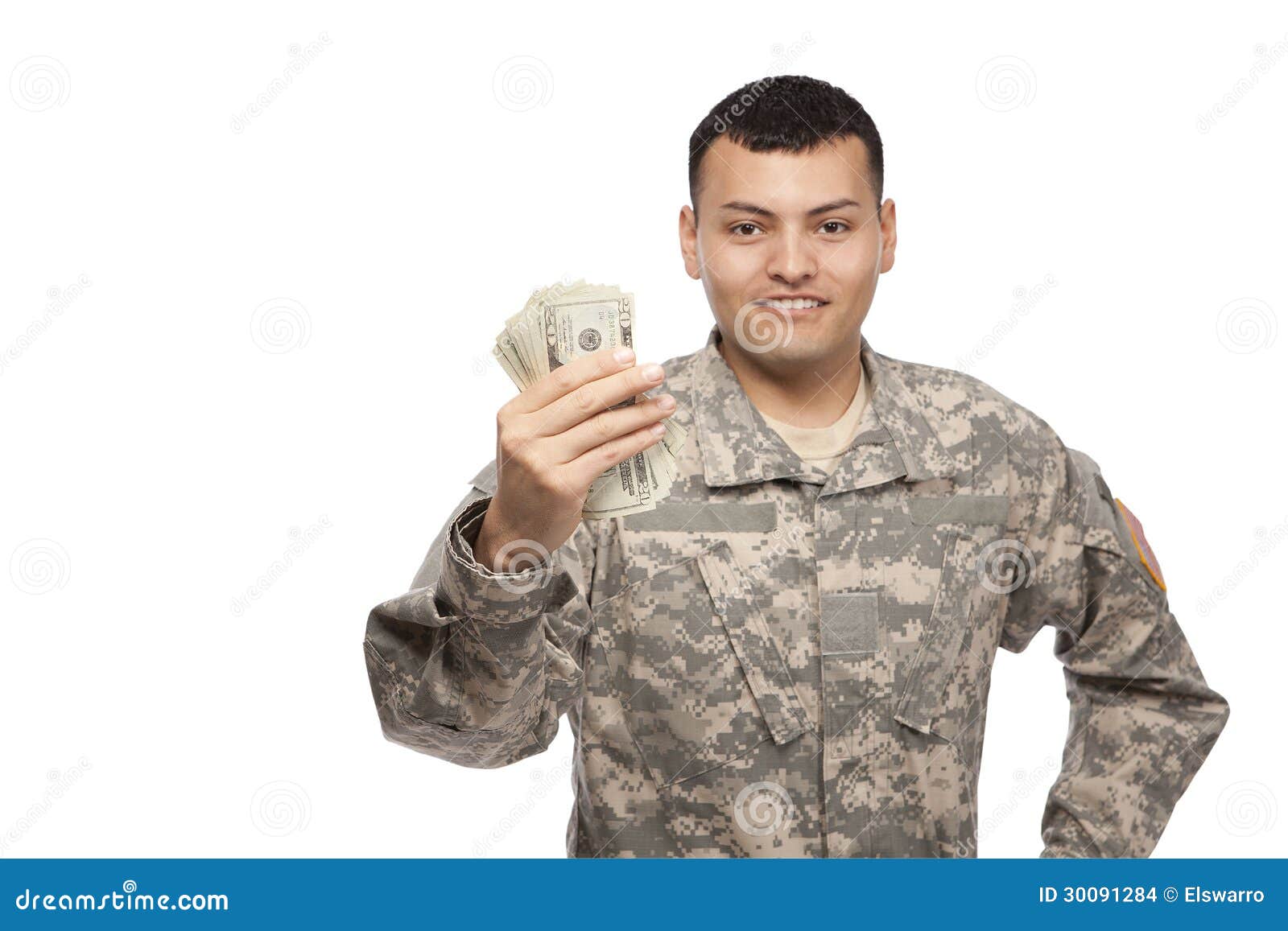 Happy Soldier Holding Money Stock Photo - Image of forces, closeup ...