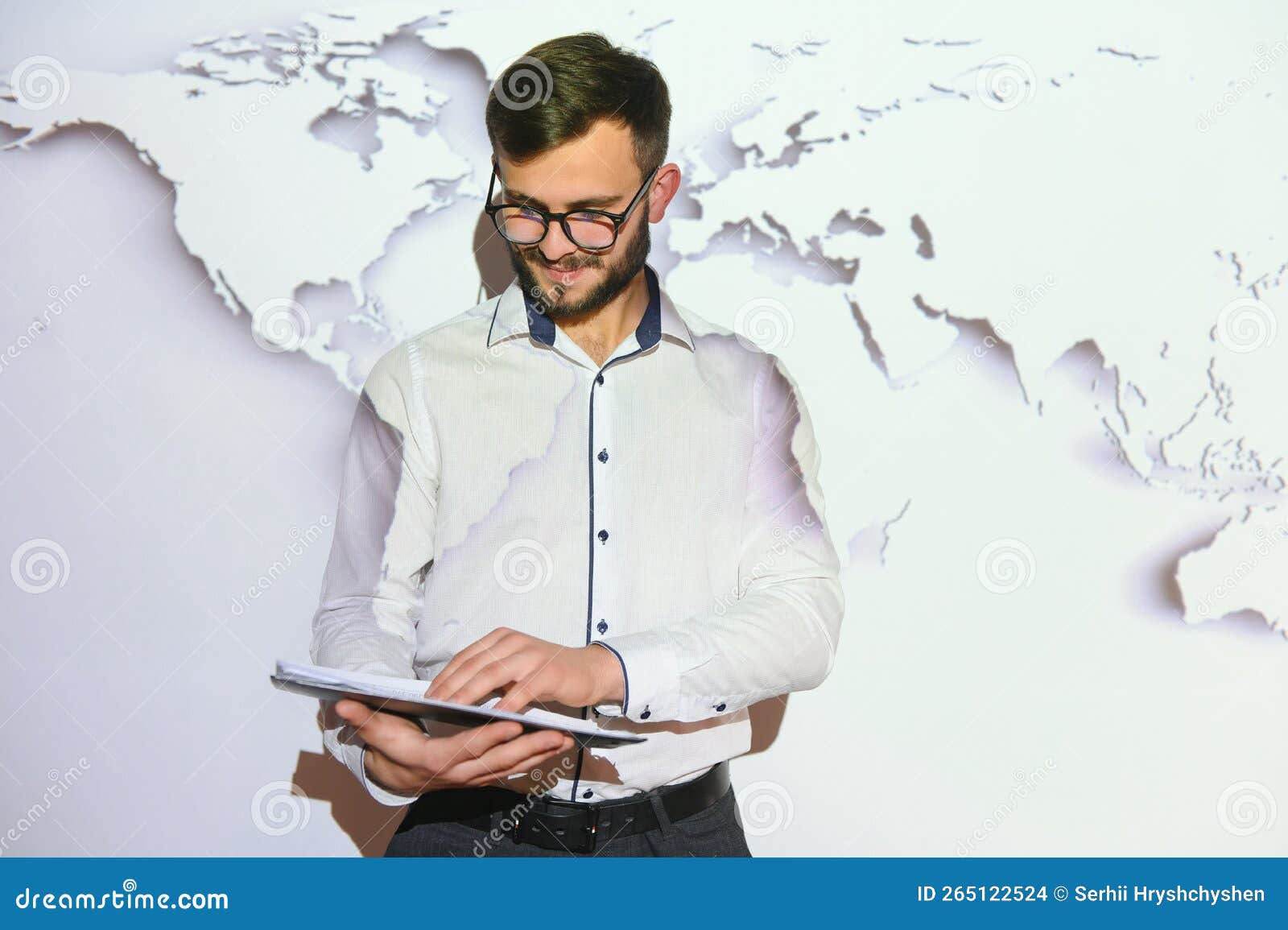 Happy Speaker Giving Presentation in Conference Hall Stock Photo ...