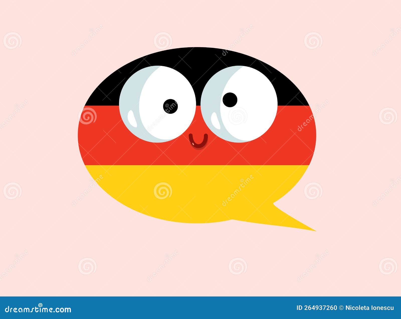 Happy Speech Bubble in German Language Vector Cartoon Character Stock ...