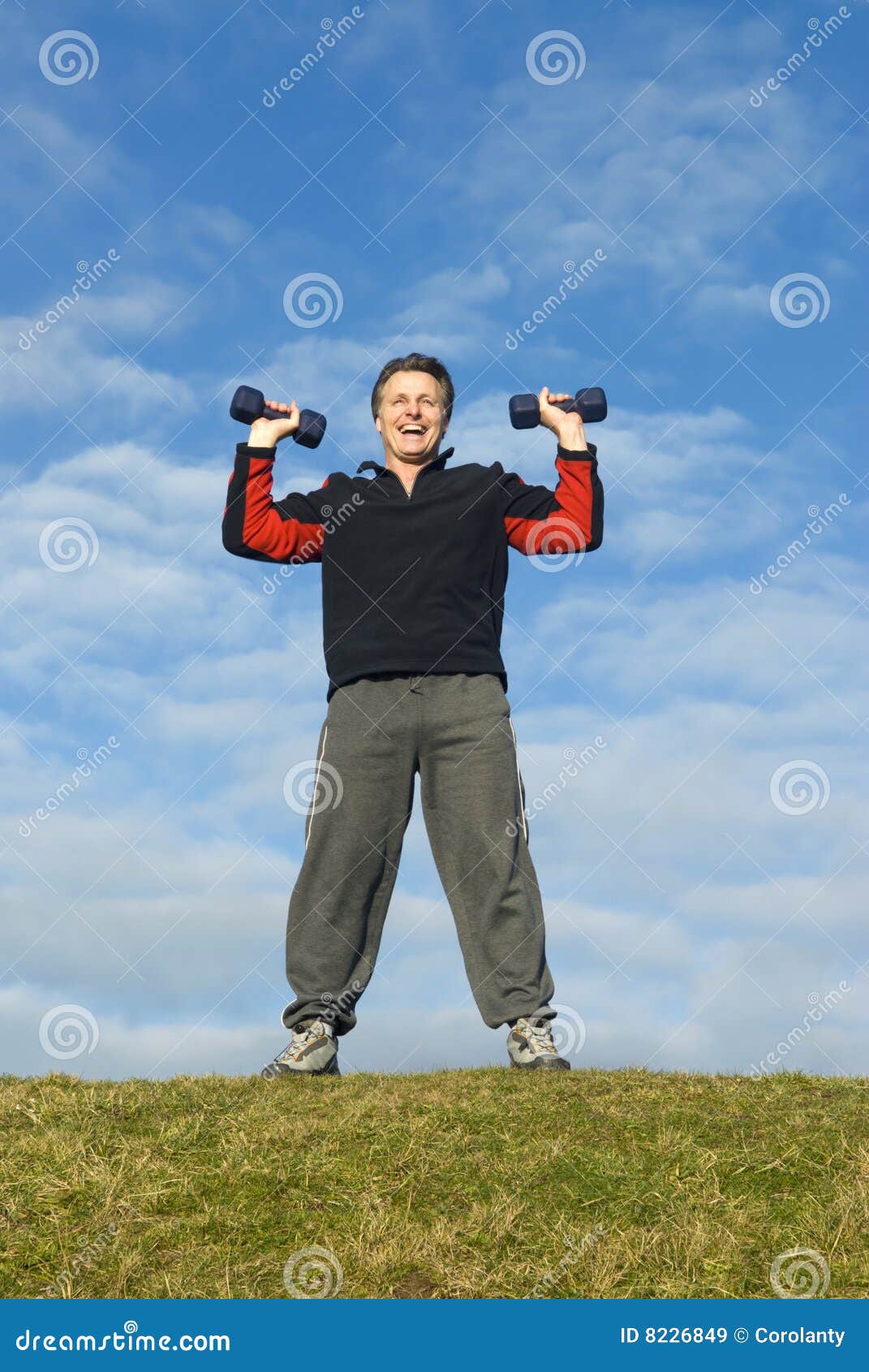 Happy sportsman. stock image. Image of grass, forties - 8226849