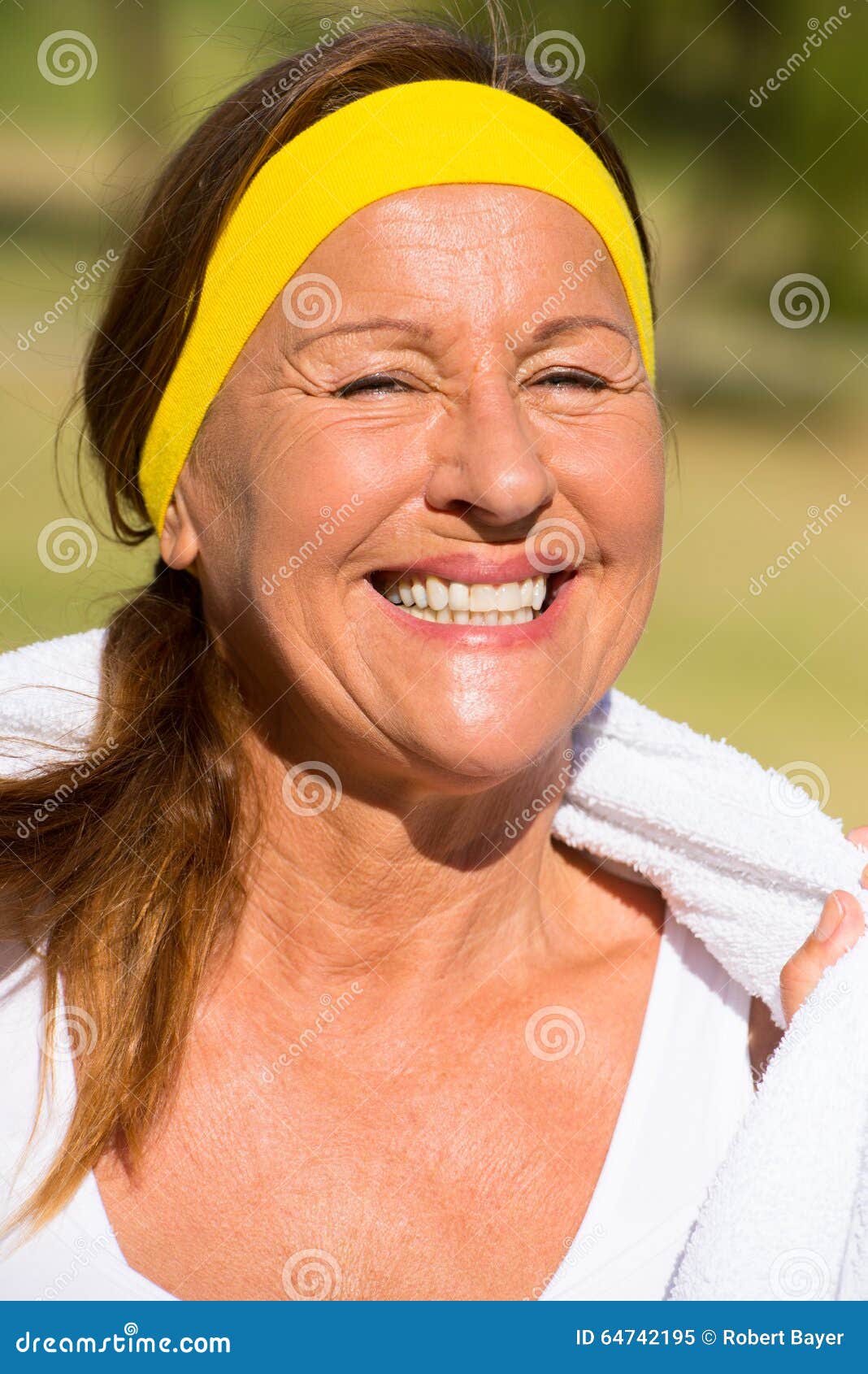 Happy Sporty Mature Woman Portrait Stock Image Image Of Aged Happy