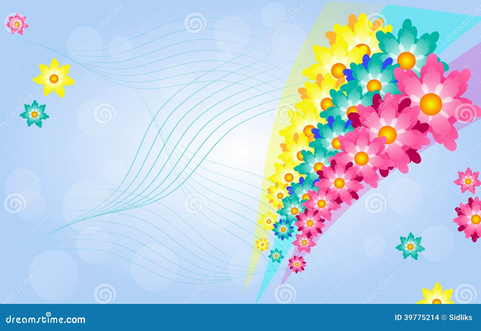 Happy Spring Background with Floral Rainbow Stock Illustration ...