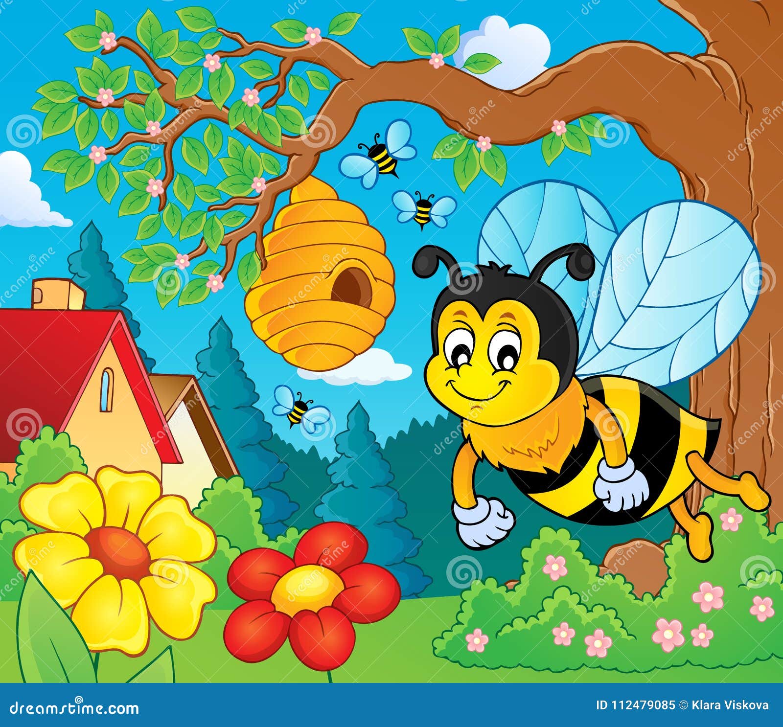Happy Spring Bee Topic Image 3 Stock Vector - Illustration of flower ...