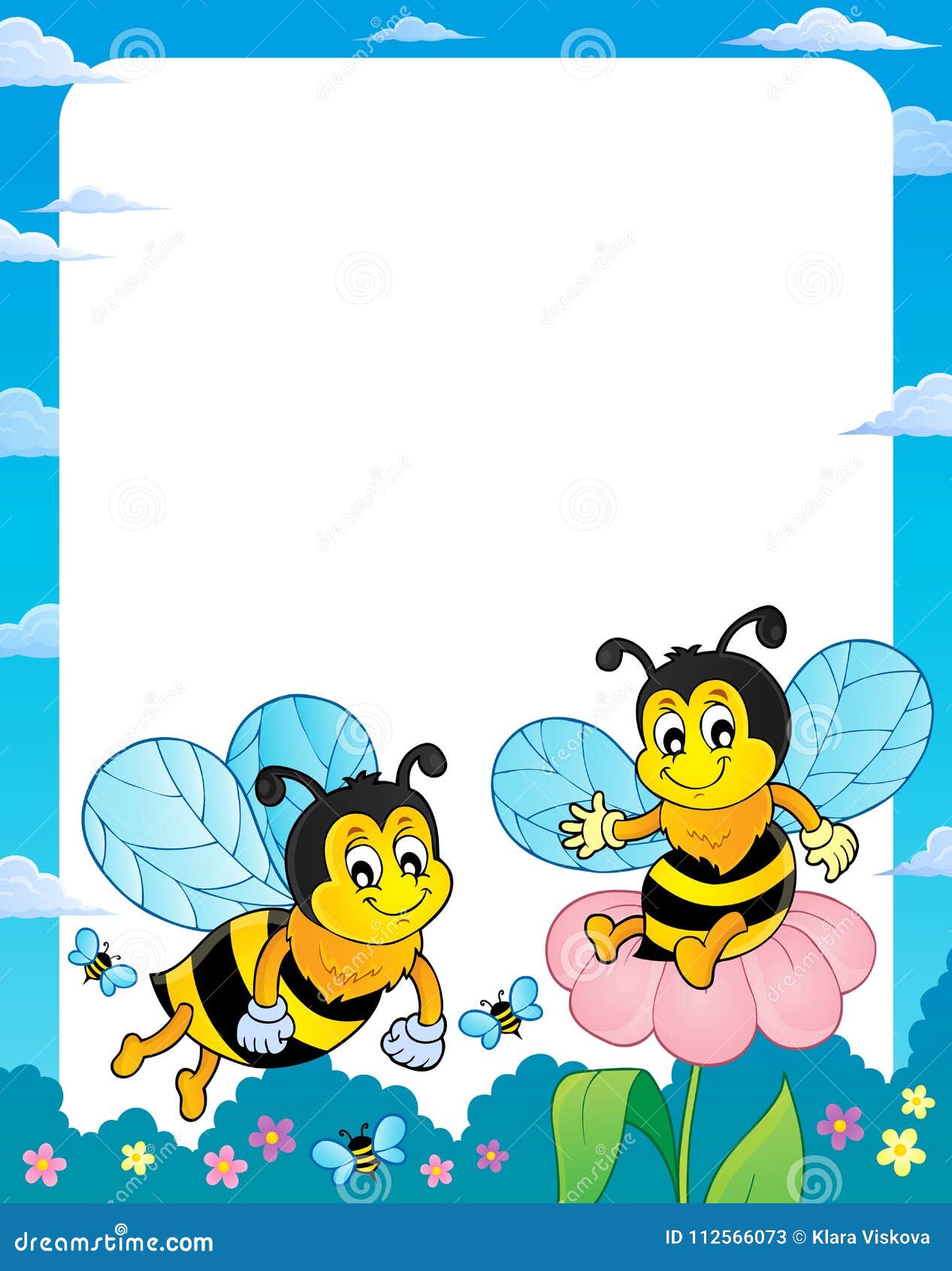 Happy Spring Bees Theme Frame 1 Stock Vector - Illustration of nature ...