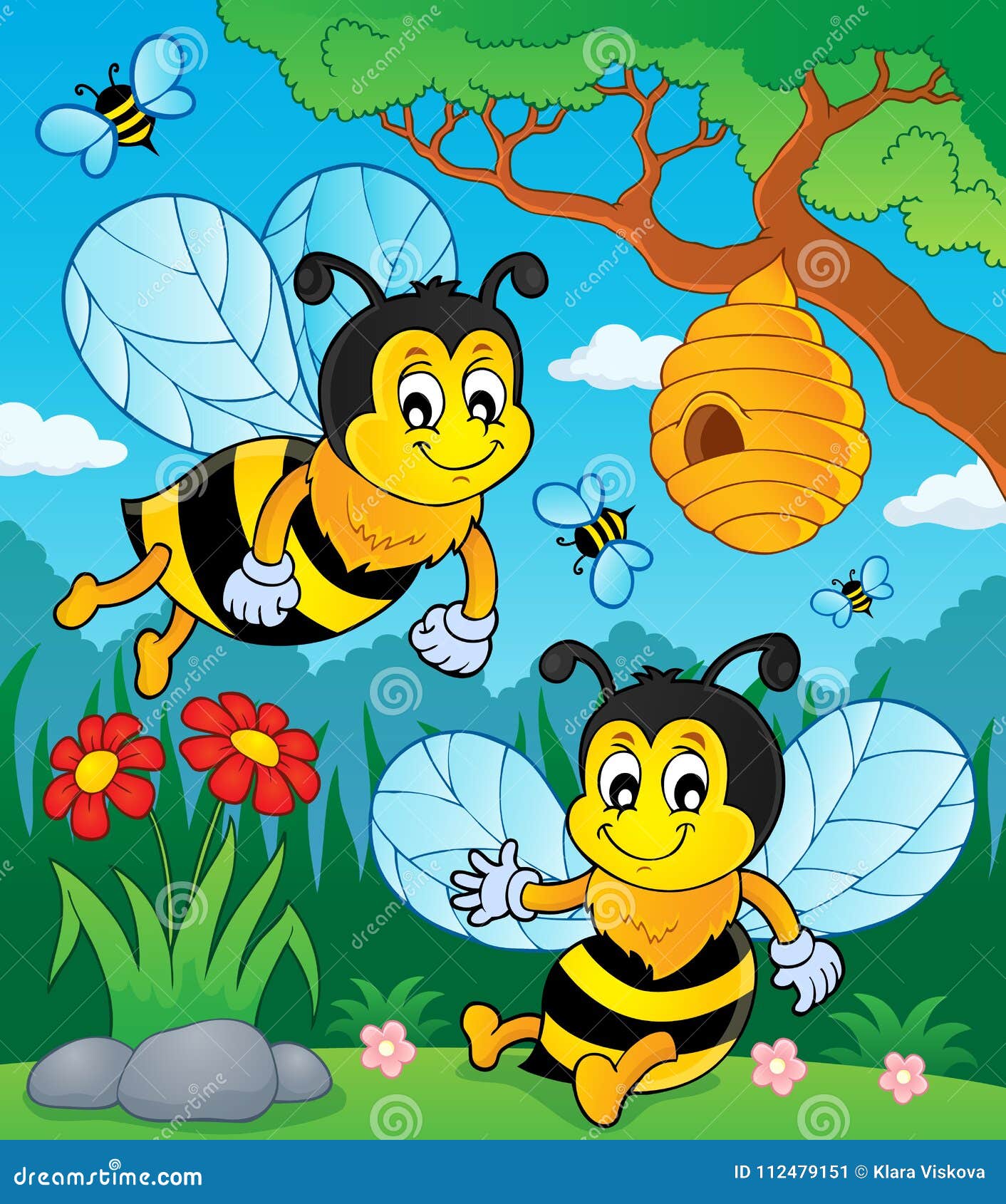 Happy Spring Bees Theme Image 1 Stock Vector - Illustration of ...