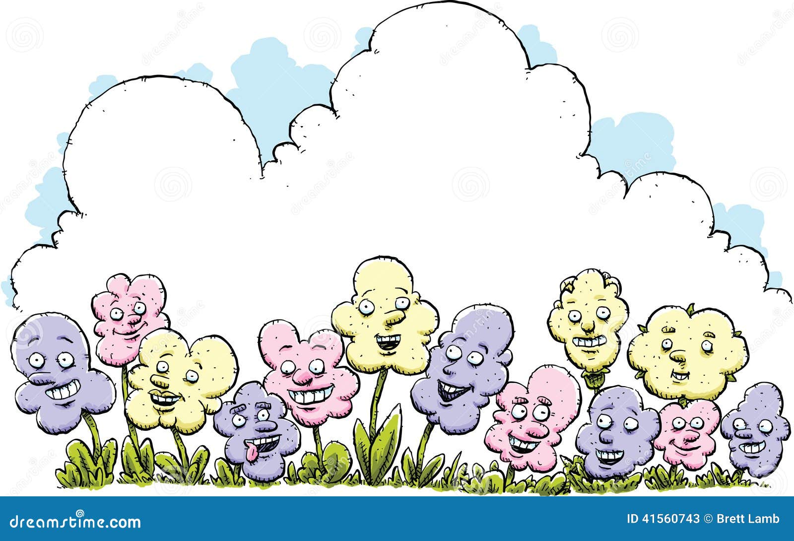 Happy Spring Flowers stock illustration. Illustration of cartoon - 41560743