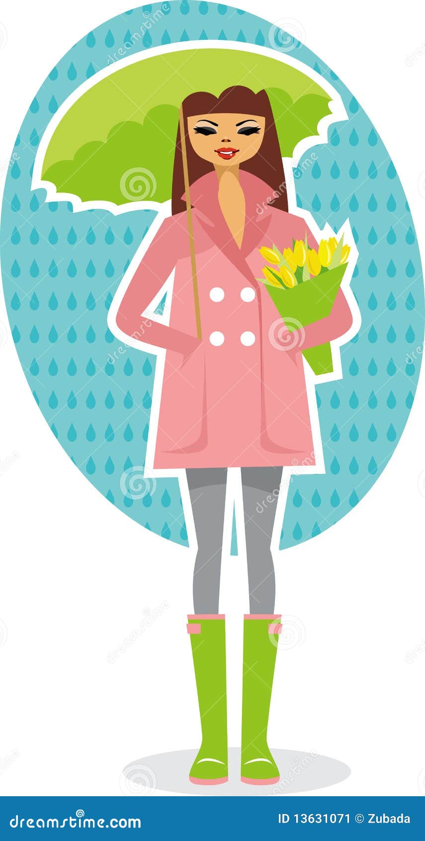 Happy spring girl stock vector. Illustration of colour - 13631071