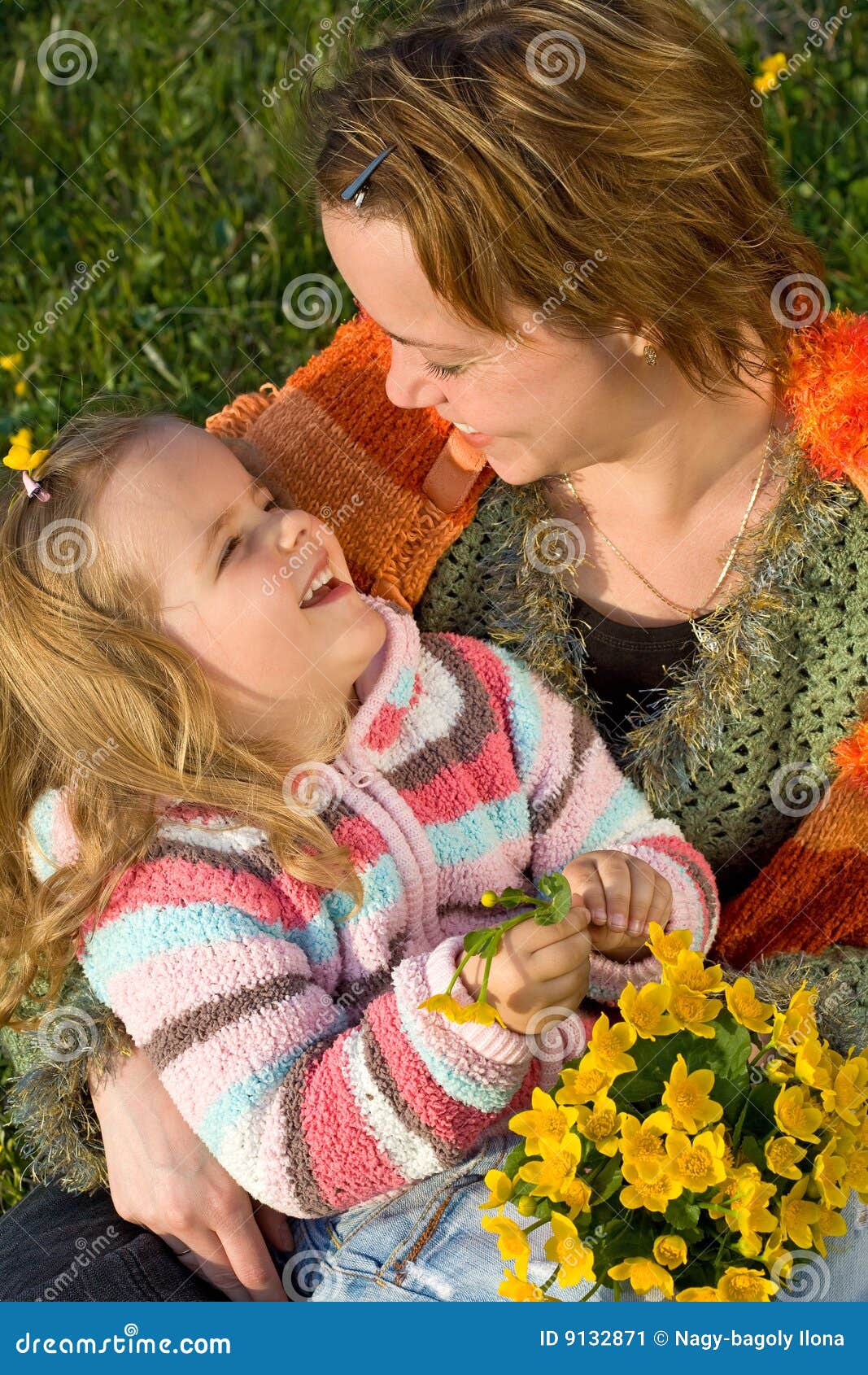 Happy spring girls stock image. Image of meadow, children - 9132871