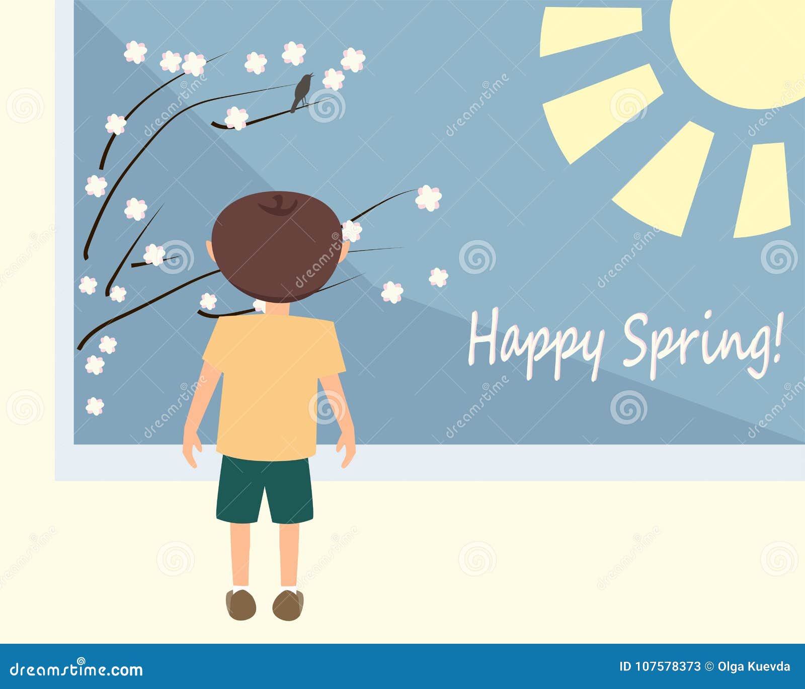 Happy Spring Greetings Vector Stock Vector - Illustration of bird ...