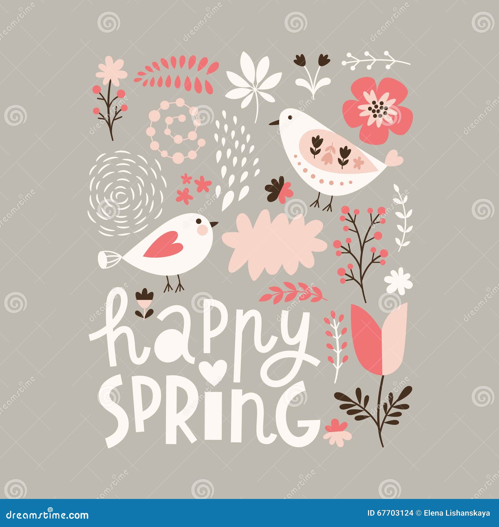 Happy Spring Illustration stock vector. Illustration of design - 67703124