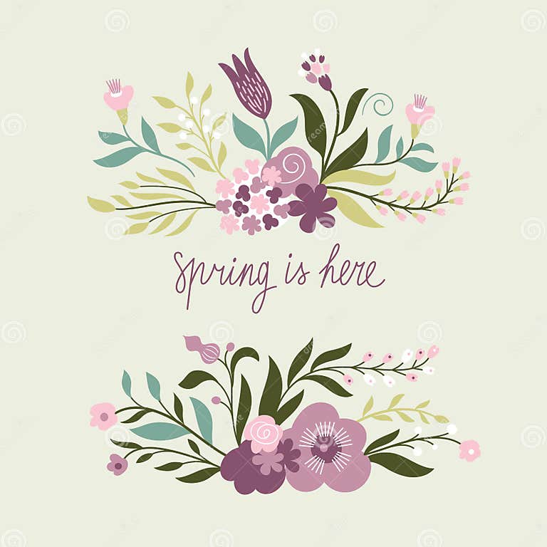 Happy Spring Illustration stock vector. Illustration of bouquet - 67708514