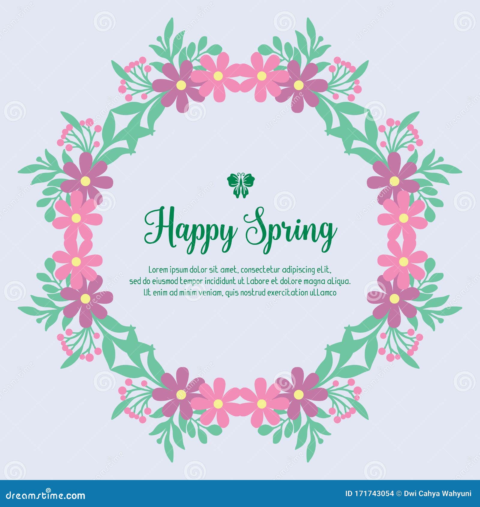 Happy Spring Invitation Wallpaper Card Design, with Seamless Pattern of ...