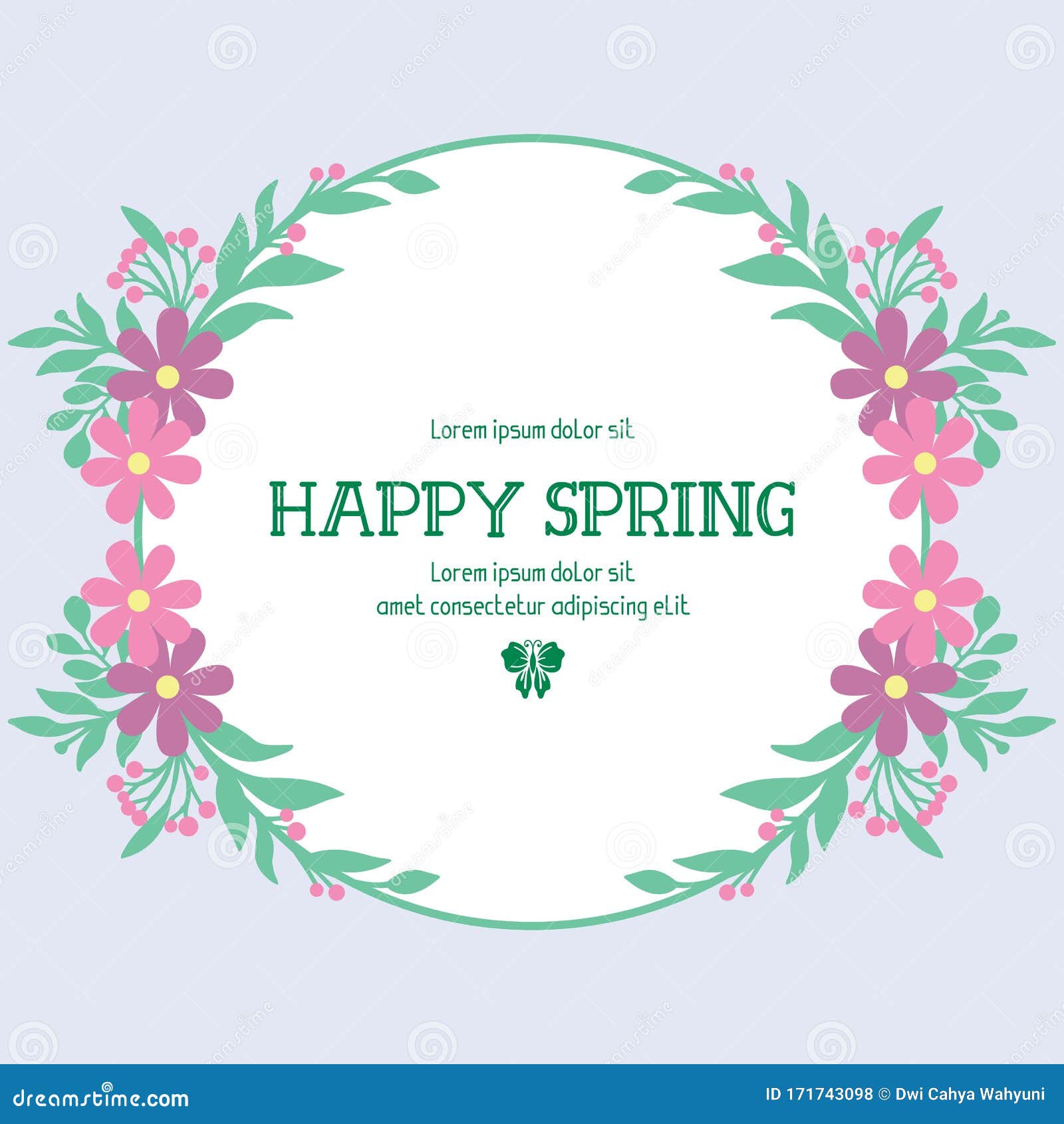 Happy Spring Invitation Wallpaper Card Design, with Seamless Pattern of ...