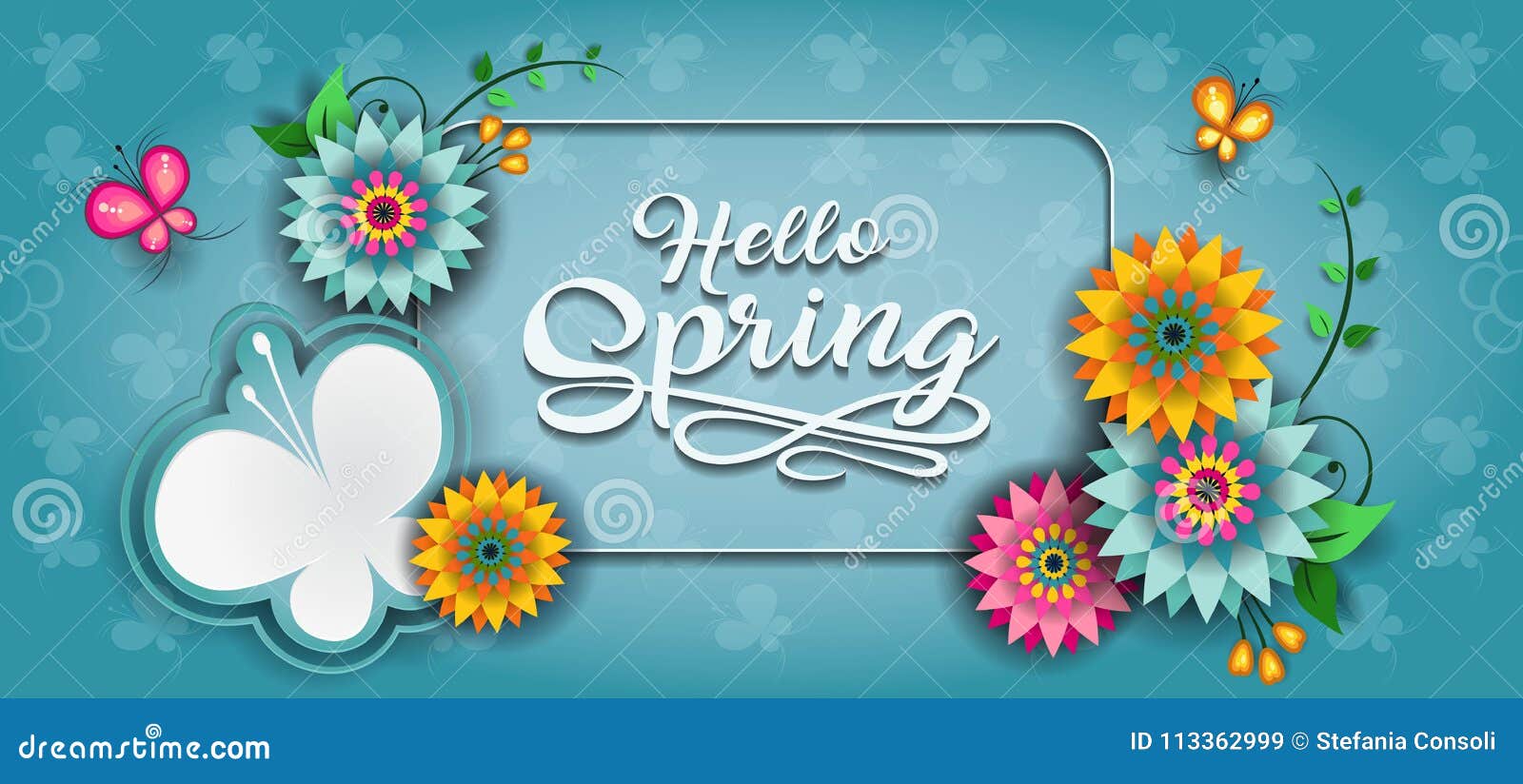 Happy Spring Butterfly Banner G Stock Illustration - Illustration of ...