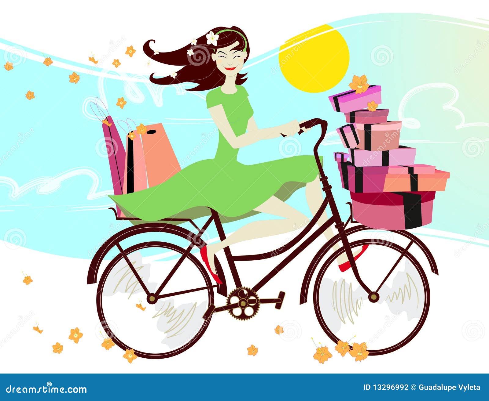 Happy Spring shopping stock vector. Illustration of gift - 13296992